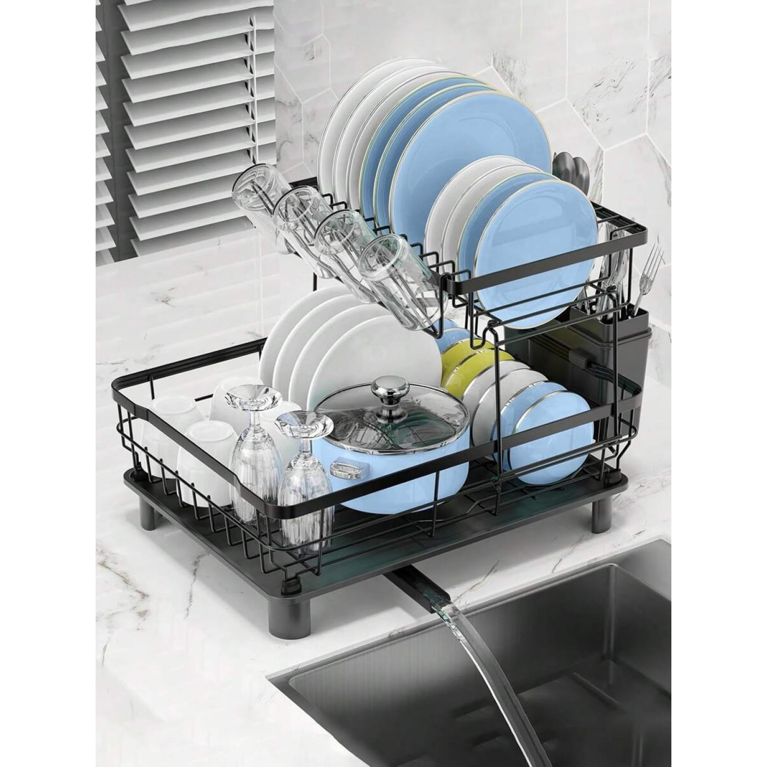 YFLXDMLYYSC Dish Drying Rack, Rust-Proof Large 2 Tier Stainless Steel ...