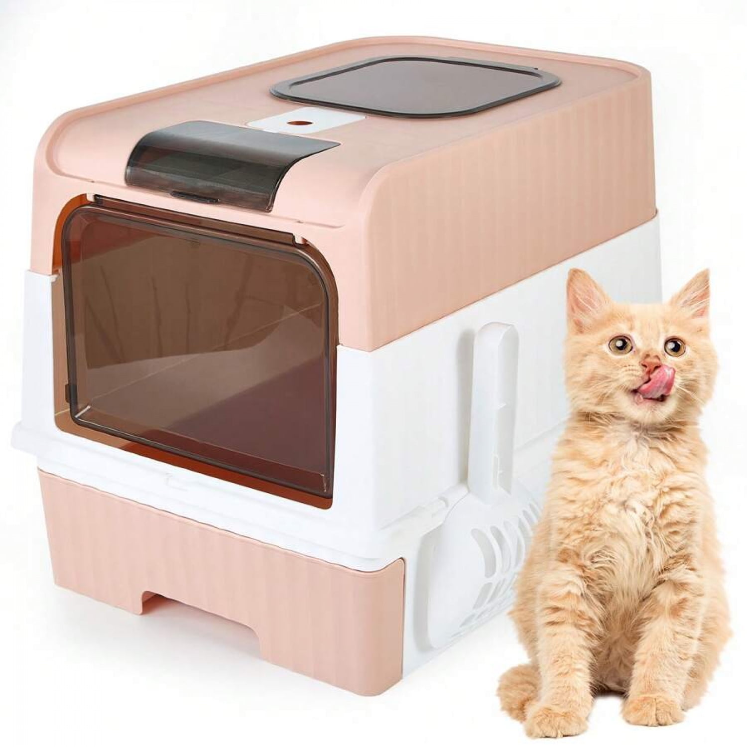 YFLXDMLYYSC Cat Litter Box with Scoop, Large Foldable Litter Box with ...