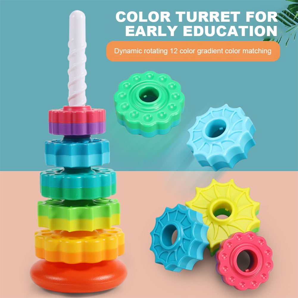 YFMHA Rainbow Spinning Stacking Toy Brain Development Toys For 1 2 3 ...