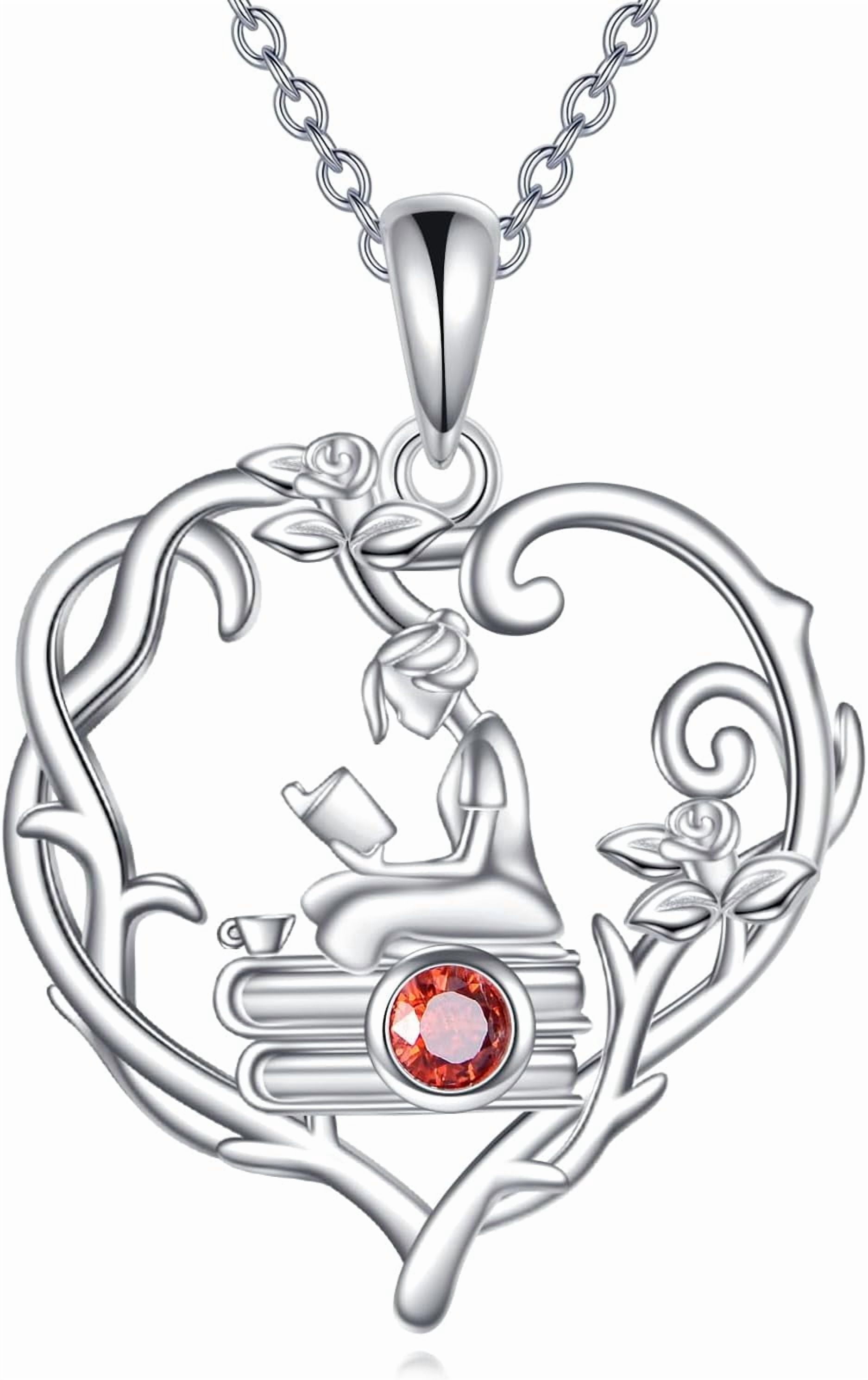 YFN 925 Sterling Silver Book Lover Necklace Reading Pendant for Women ...