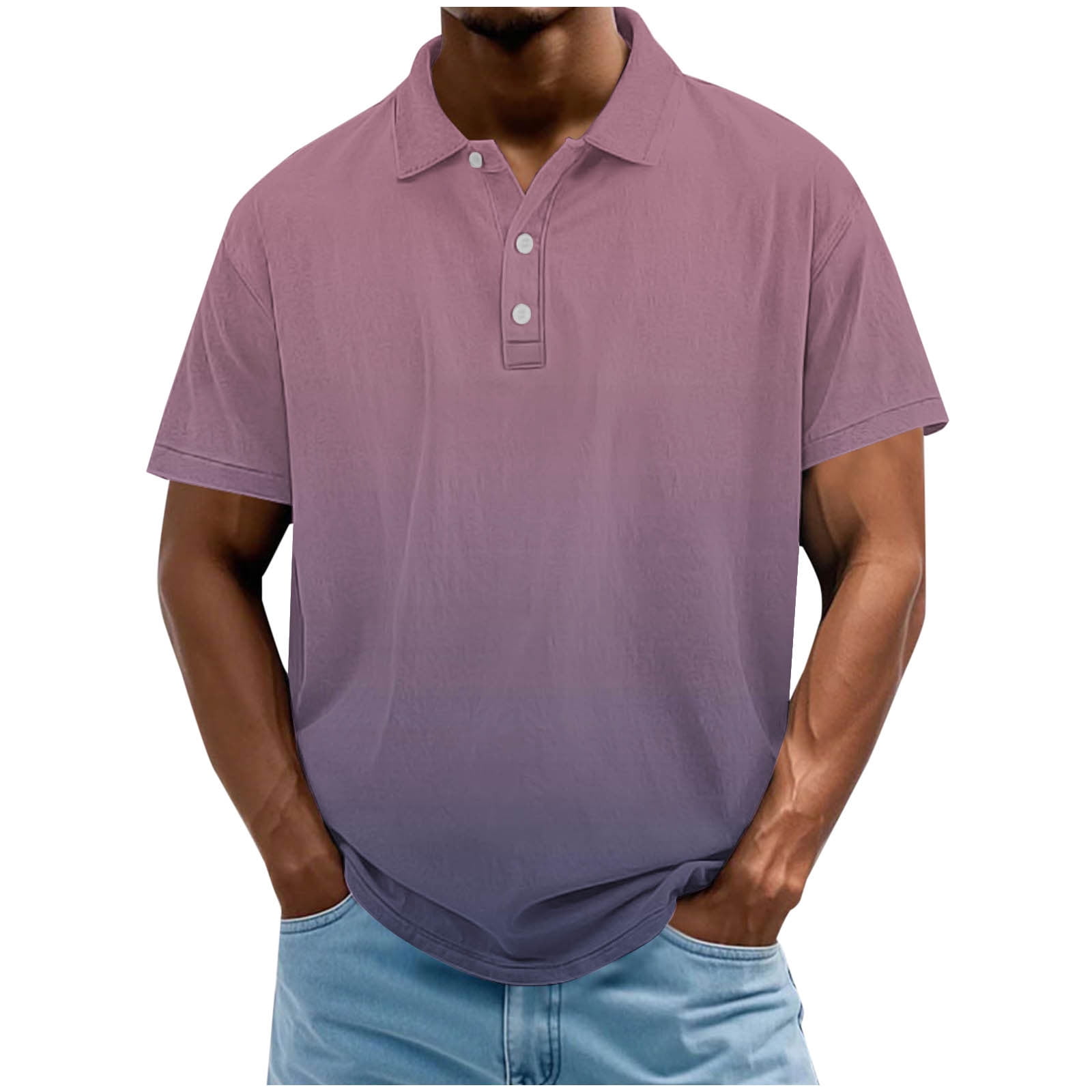 YFNNUP Gradient Printed Mens Golf Shirts Quick Dry Short Sleeve Golf T ...