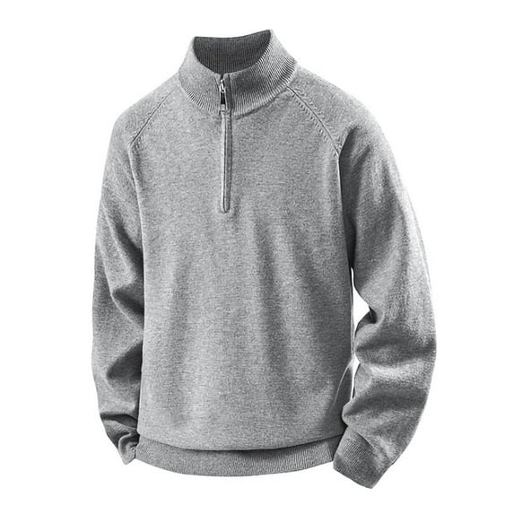 YFNNUP Men's Zipper Sweaters Slim Fit Stand Collar Cable Knitted Tshirt ...