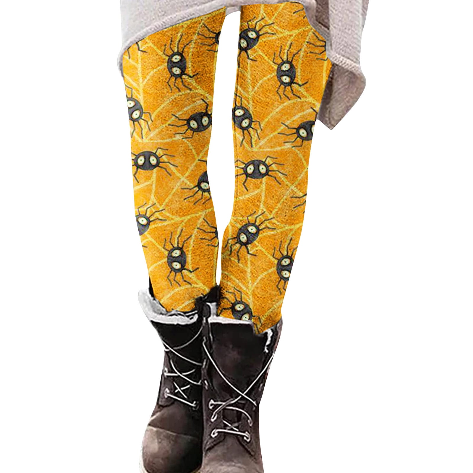 YFPWM Womens Halloween Pumpkin Print High Waist Leggings Pants Cropped ...