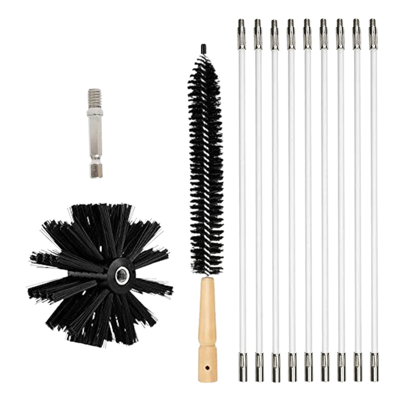 YFTDEF Flexible Cleaning Brush Set, 6 Rods with Brush Head, Duct and Chimney Cleaner, Heavy-Duty ...