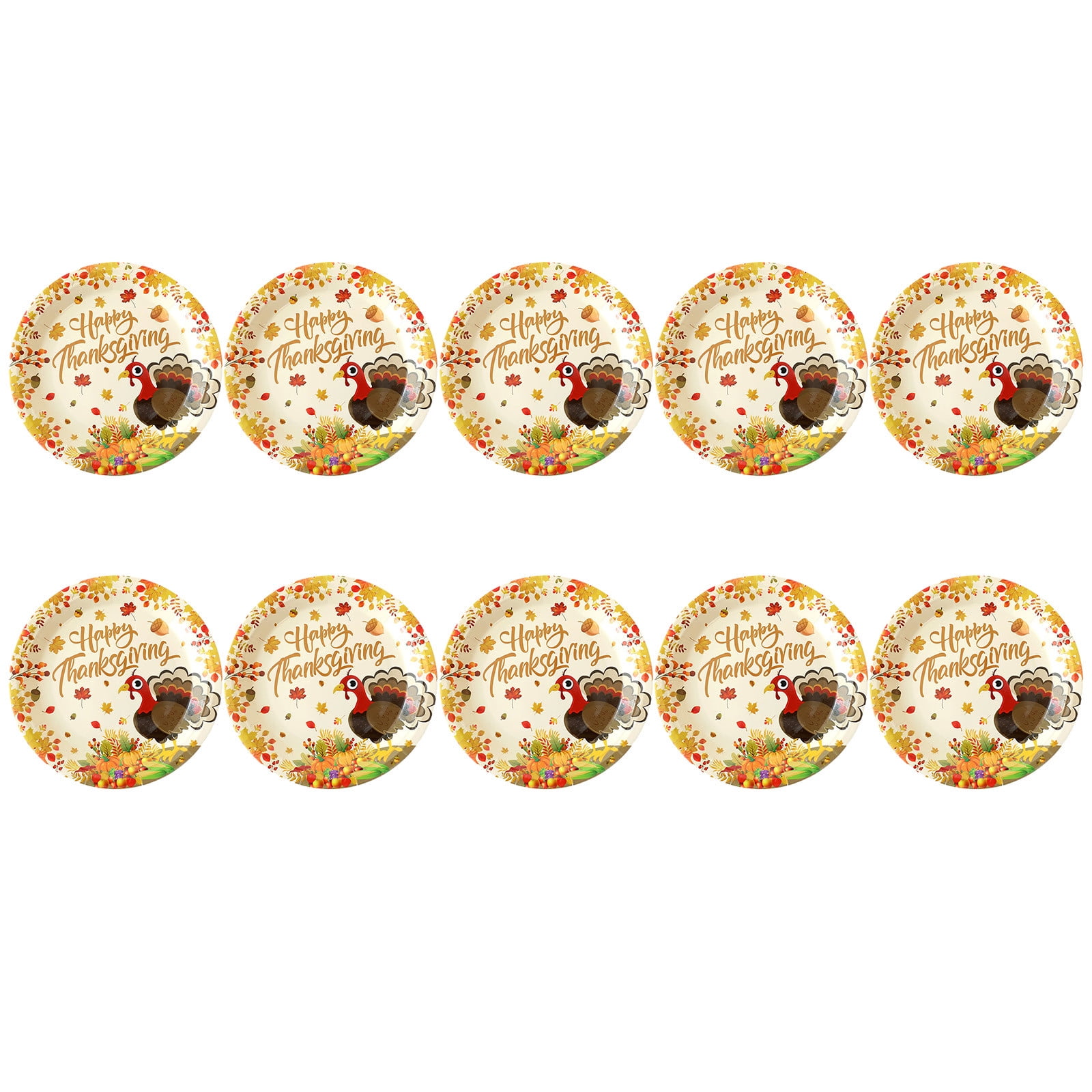 YFTDEF Thanksgiving Halloween Paper Plates, Disposable, 10 Pack ...