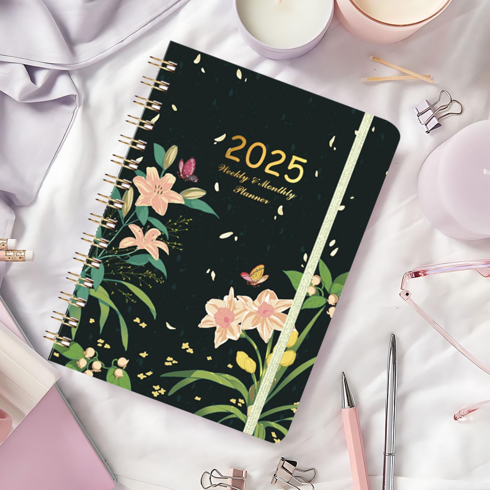YFTDEY Clearance 2025 Flower Planner – A5 Weekly Coil Notebook, English ...