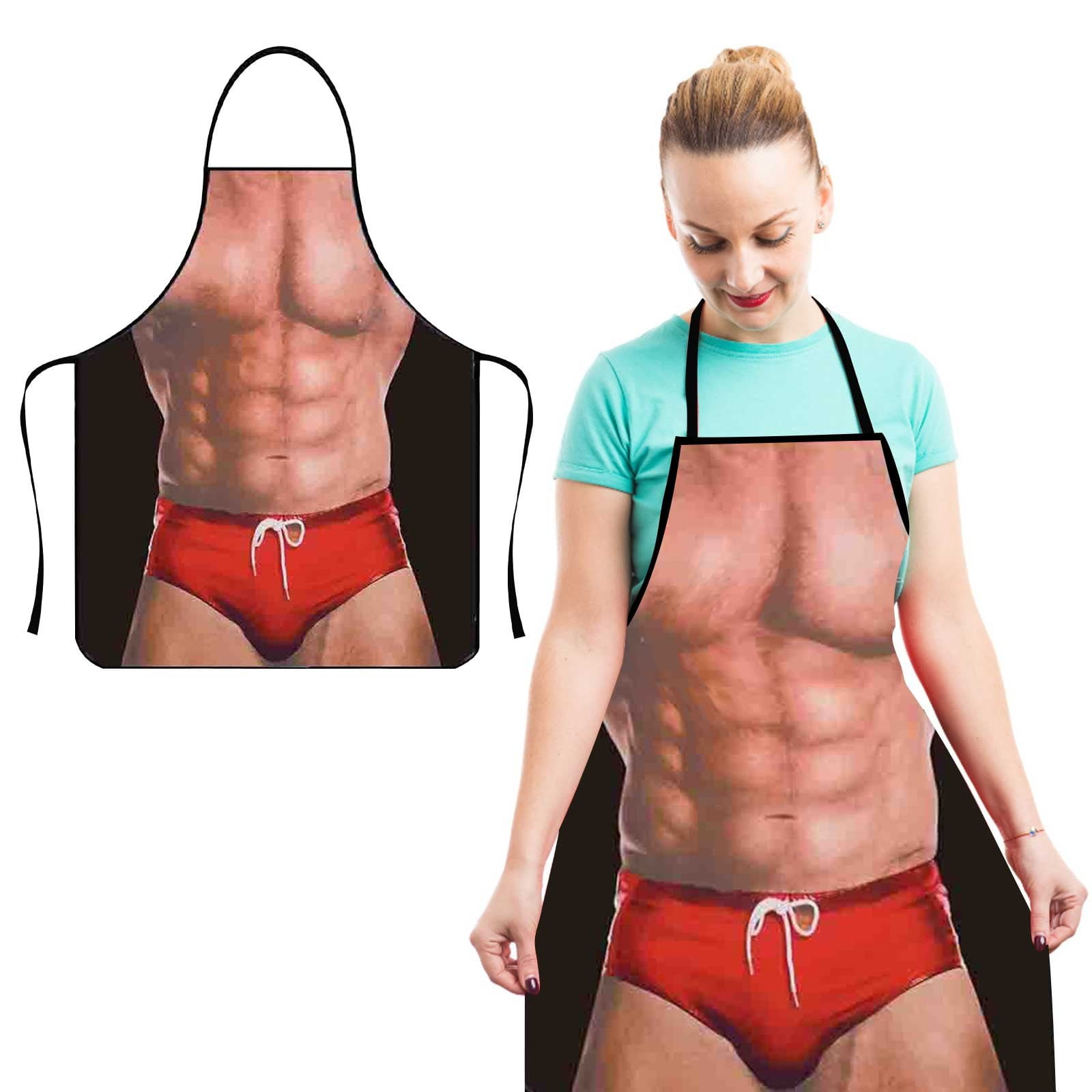 YFTDEY Funny Muscle Man Apron – Full Dress Cooking Apron, Men’s Jeans ...
