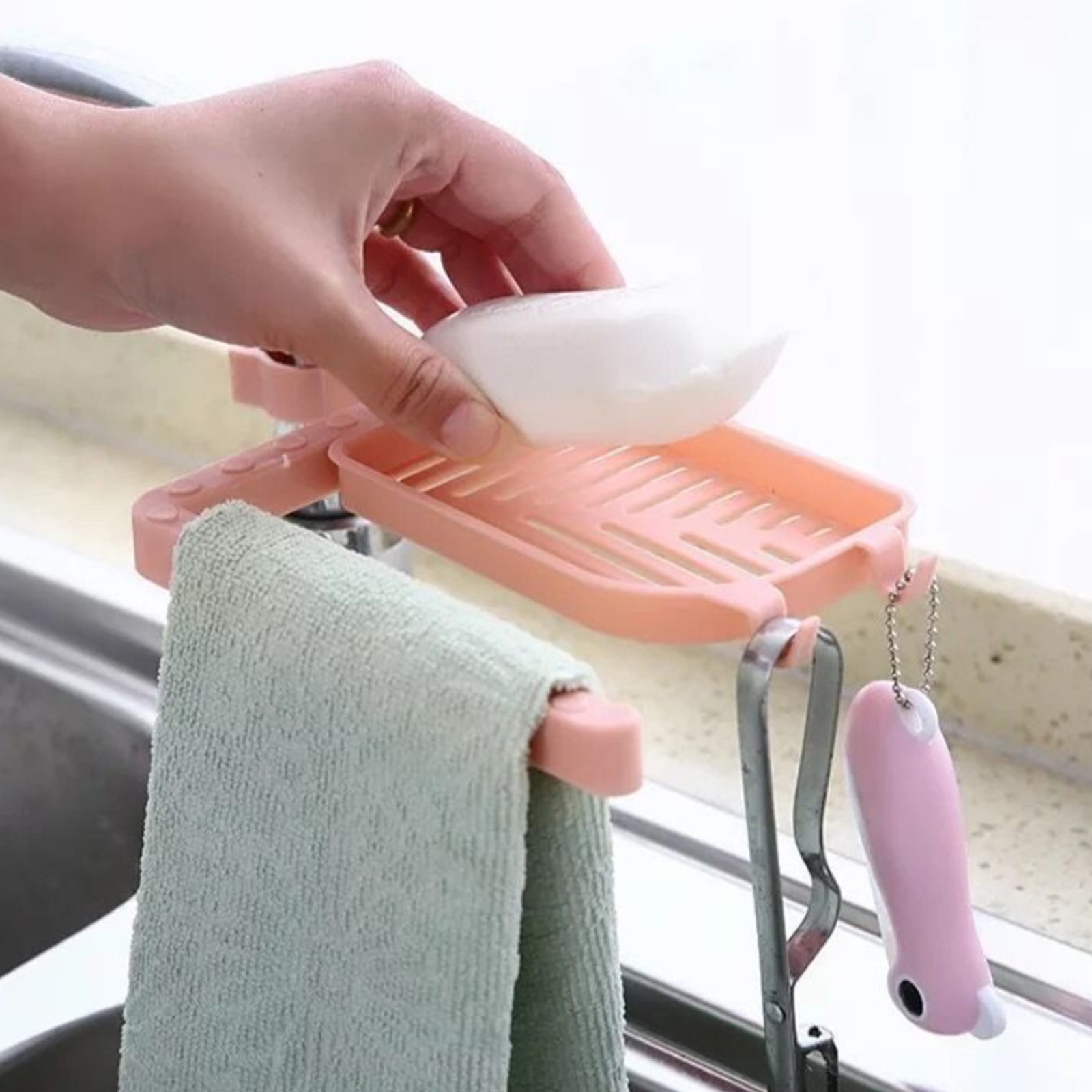 YFTDEY Kitchen Sink Sponge Rack – Dishwashing Soap and Cloth Storage ...