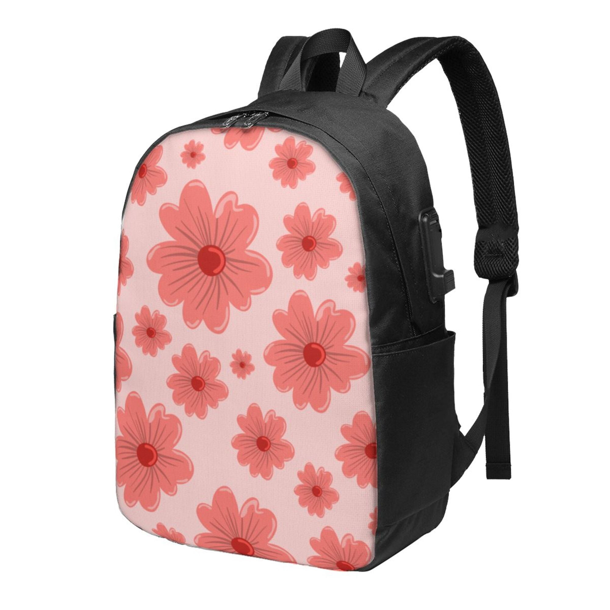 YFYANG 17" Laptop Backpack, Pink Floral Pattern Fashion Travel Work ...