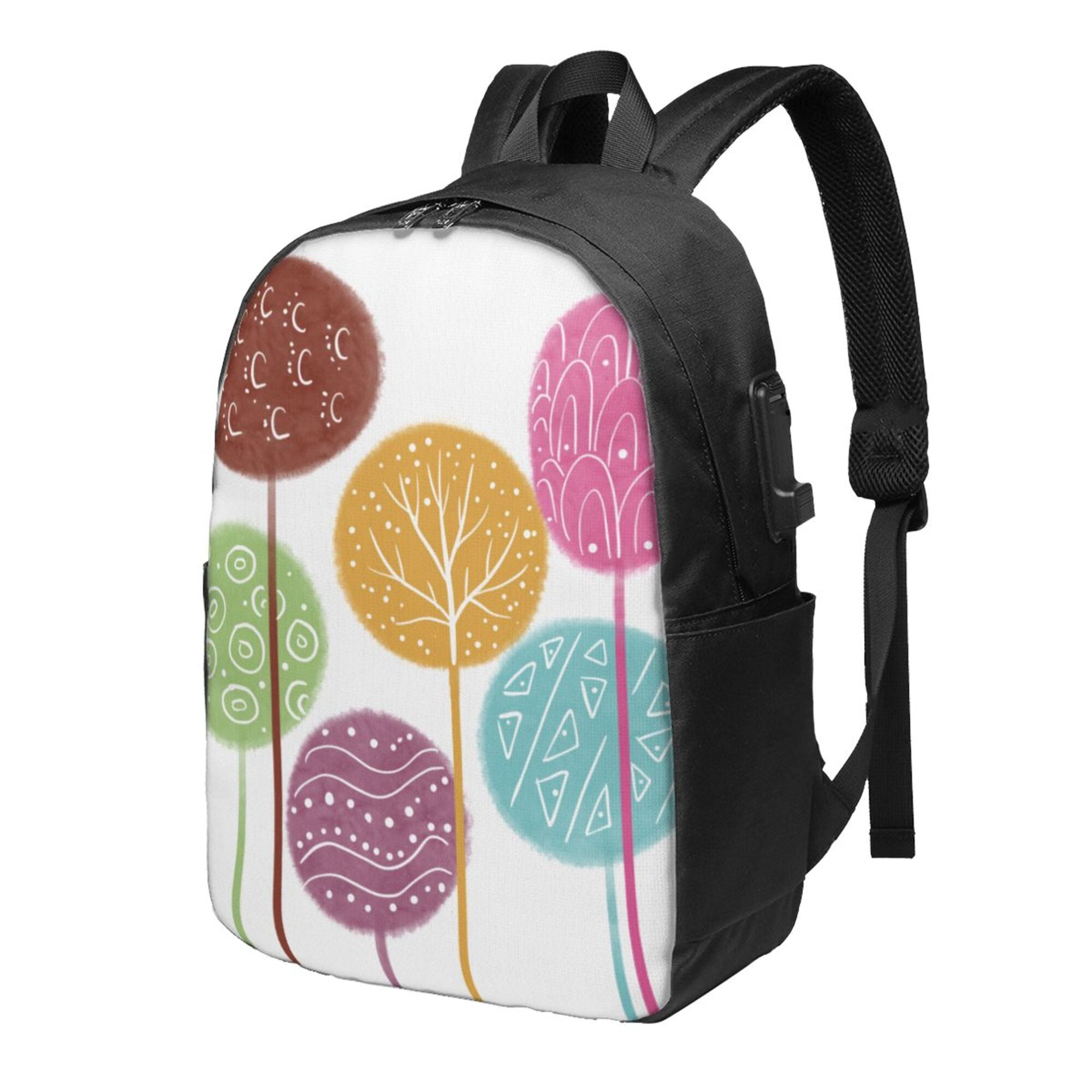 YFYANG 17" Laptop Backpack, Watercolor Forest Pattern Fashion Travel ...