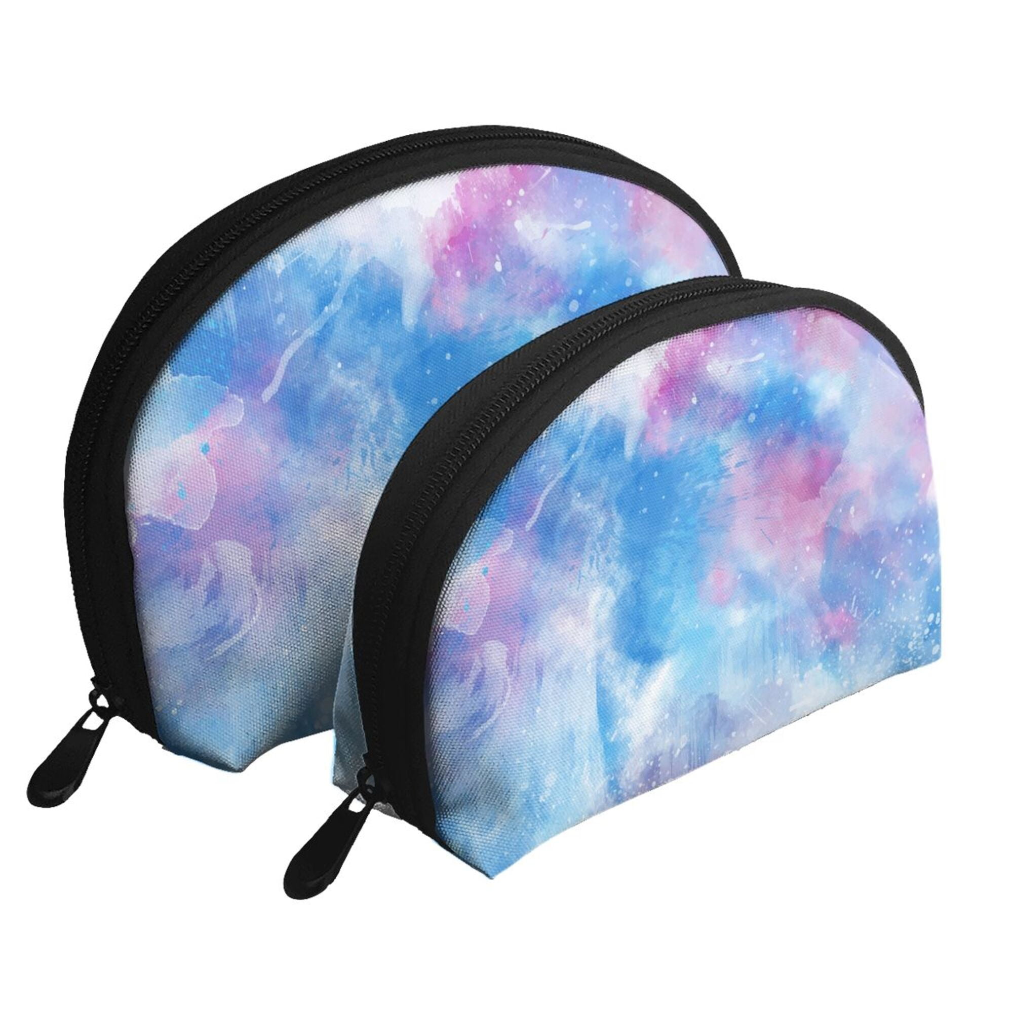 YFYANG 2 Piece Women's Portable Makeup Bags, Abstract Blue Watercolor ...