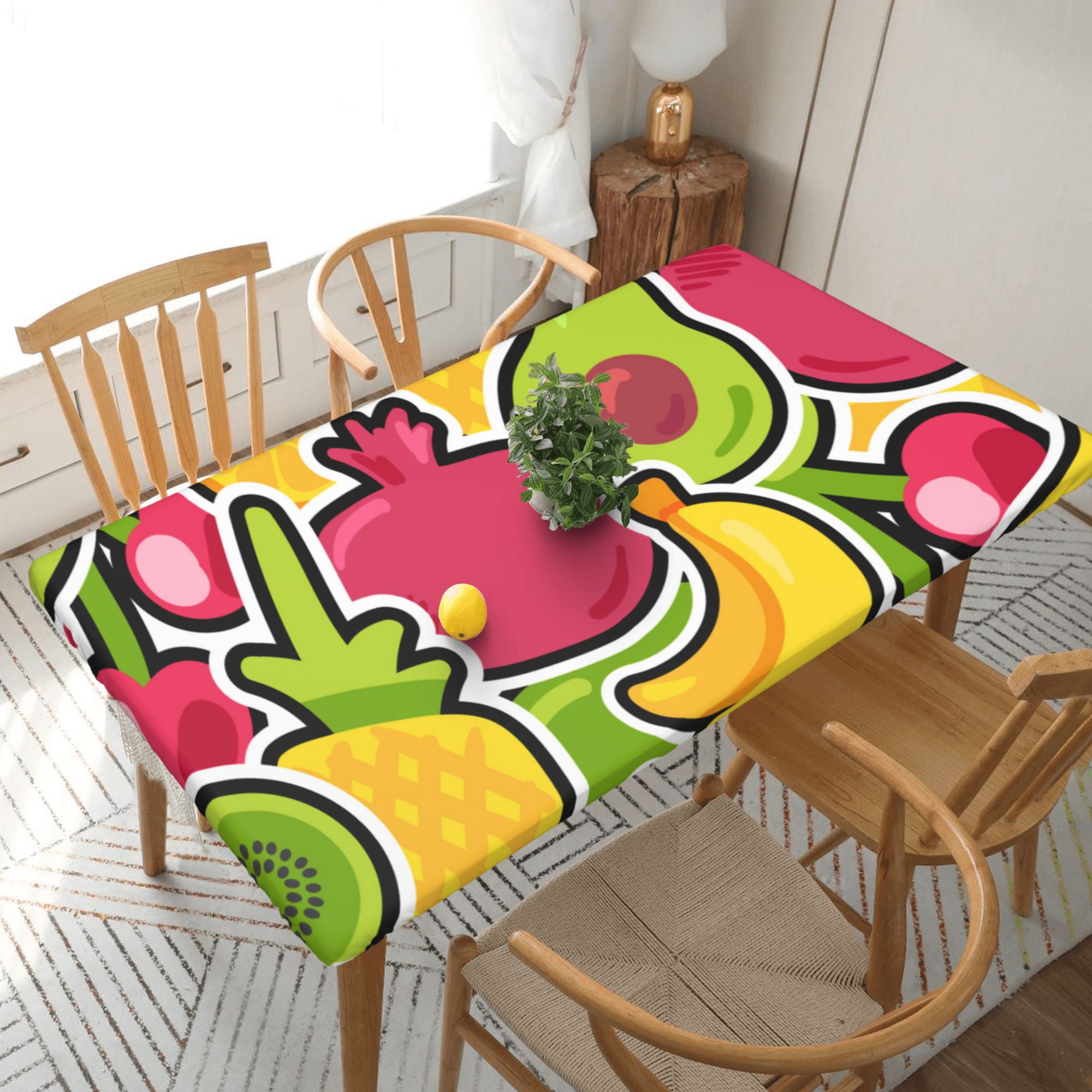 YFYANG 5FT Rectangular Table Cloth, Waterproof Polyester Colorful ...