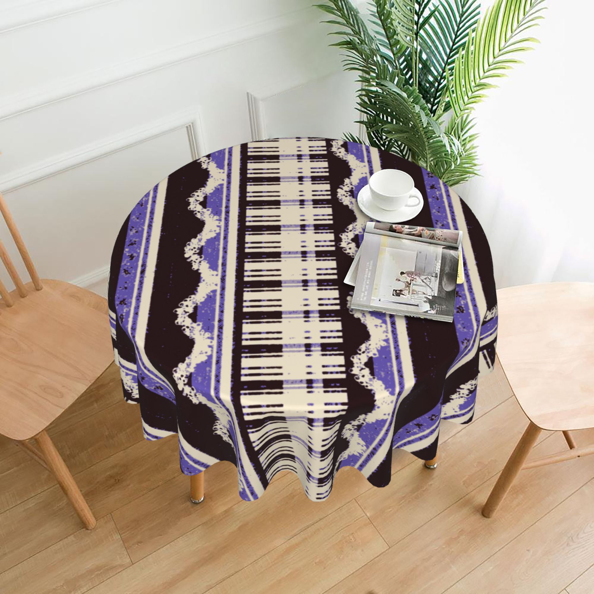 YFYANG 60 inch Round Table Cloth, Reusable Polyester Abstract Art Deco ...