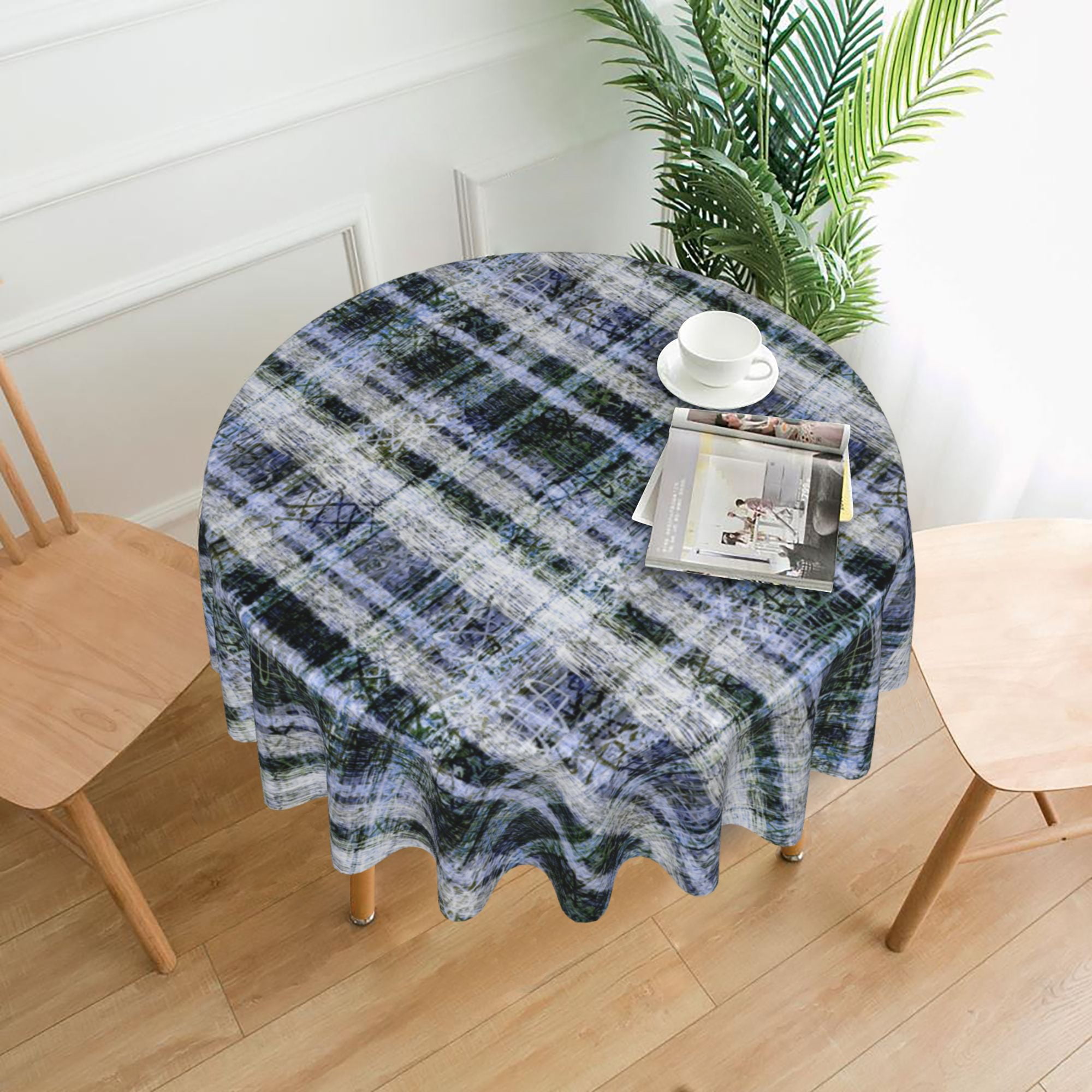 YFYANG 60 inch Round Table Cloth, Reusable Polyester Batik Art Table ...