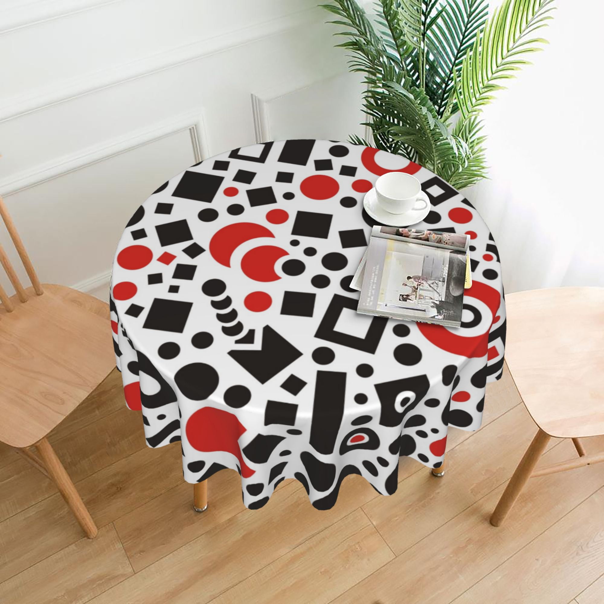 YFYANG 60 inch Round Table Cloth, Reusable Polyester Geometric Patterns ...