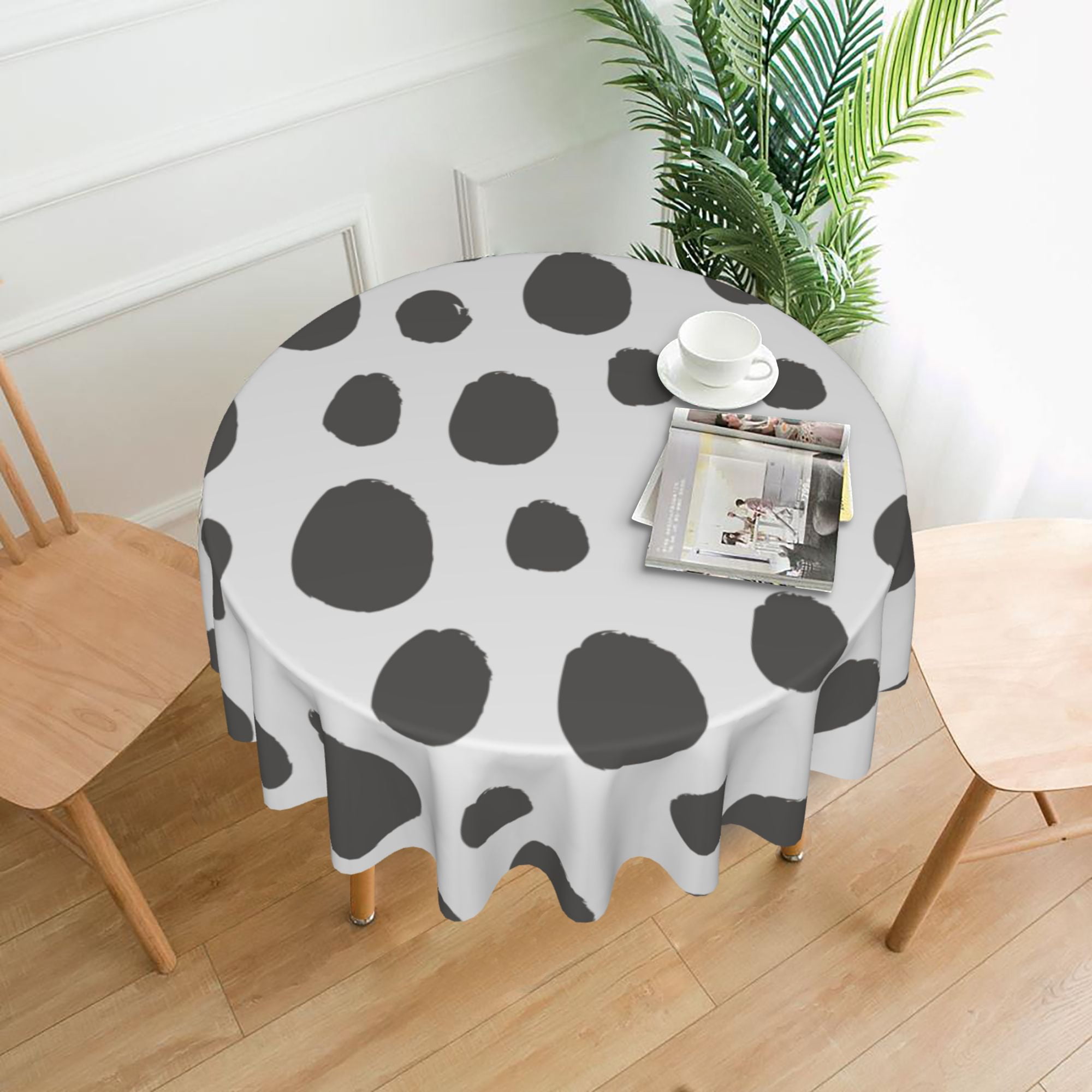 YFYANG 60 inch Round Table Cloth, Reusable Polyester Gray Leopard ...