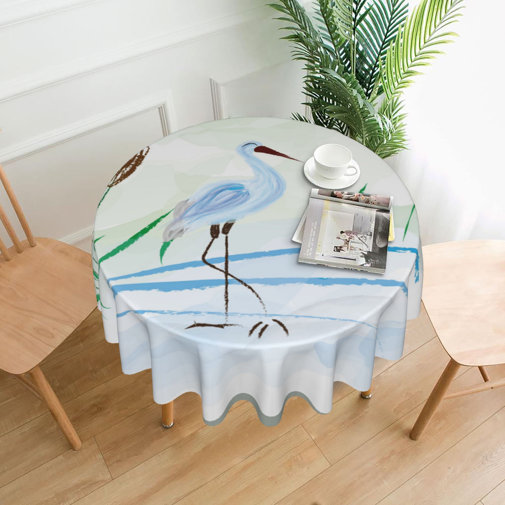 YFYANG 60 inch Round Table Cloth, Reusable Polyester Lake View Graffiti ...
