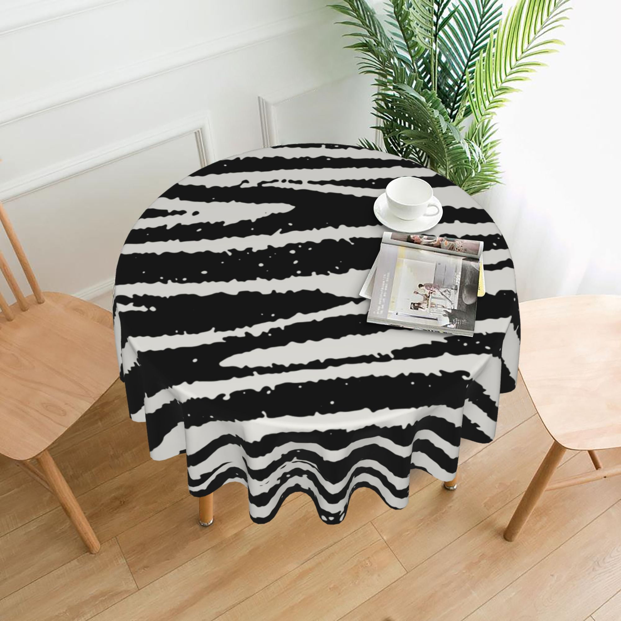 YFYANG 60 inch Round Table Cloth, Reusable Polyester Retro Abstract ...