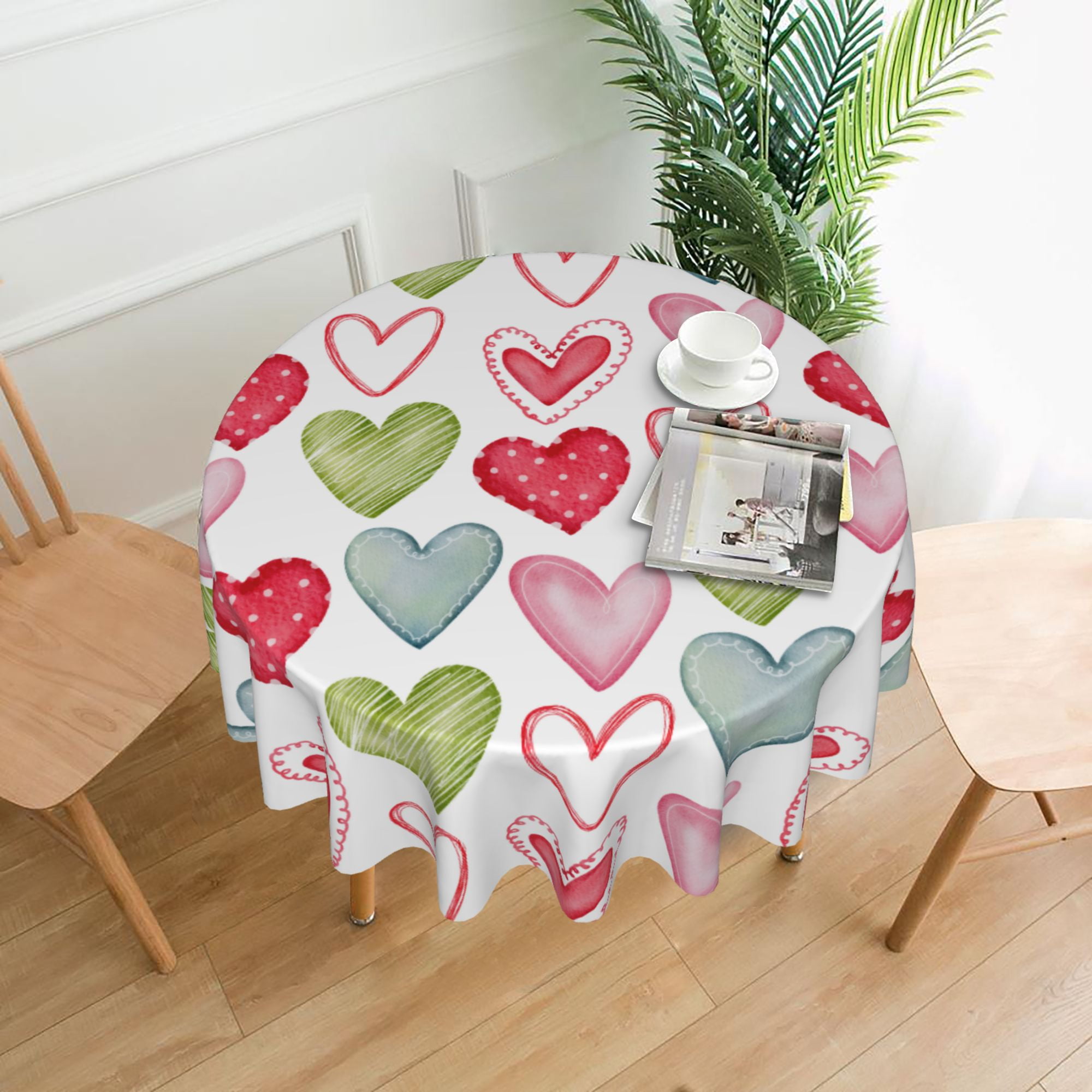 YFYANG 60 inch Round Table Cloth, Reusable Polyester Watercolor Cute ...