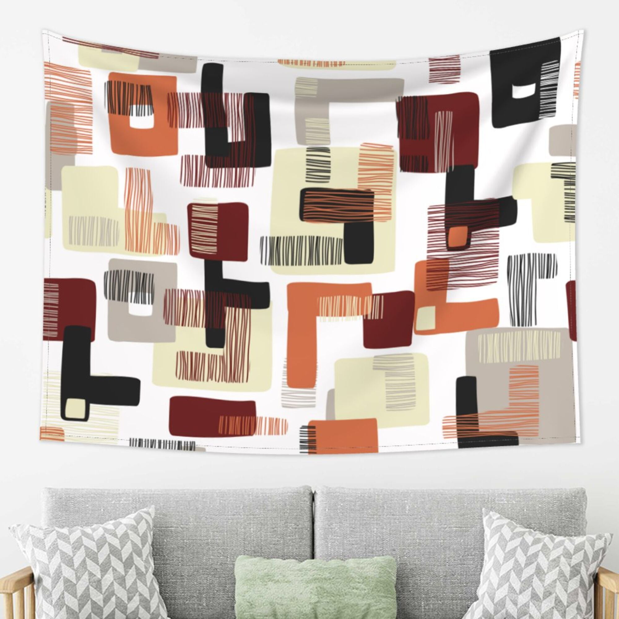 YFYANG Abstract Geometric Line Texture Tapestry, Bedroom Dormitory ...