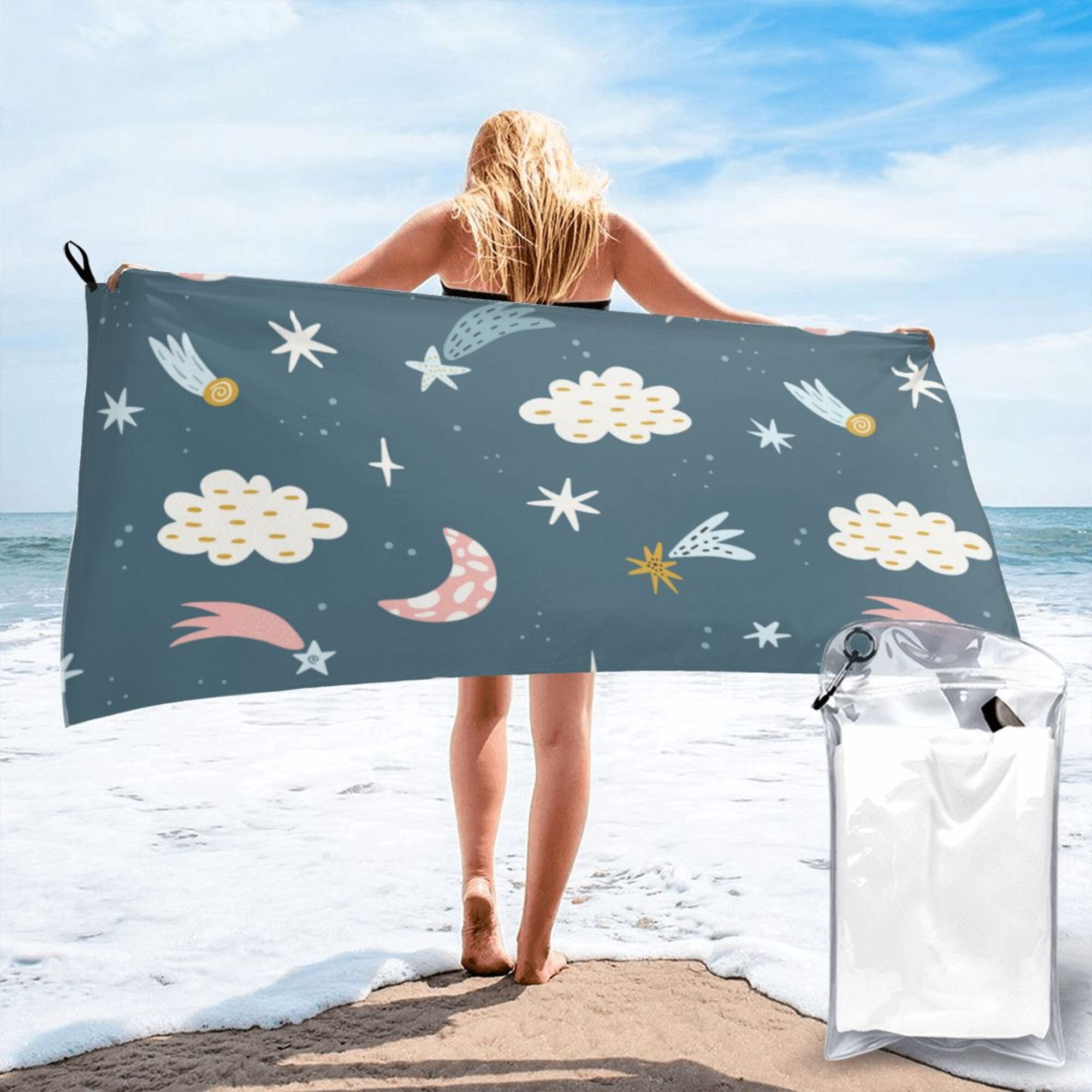 YFYANG Adult Microfiber Quick Dry Bath Towels, Cute Moon Star Doodle ...