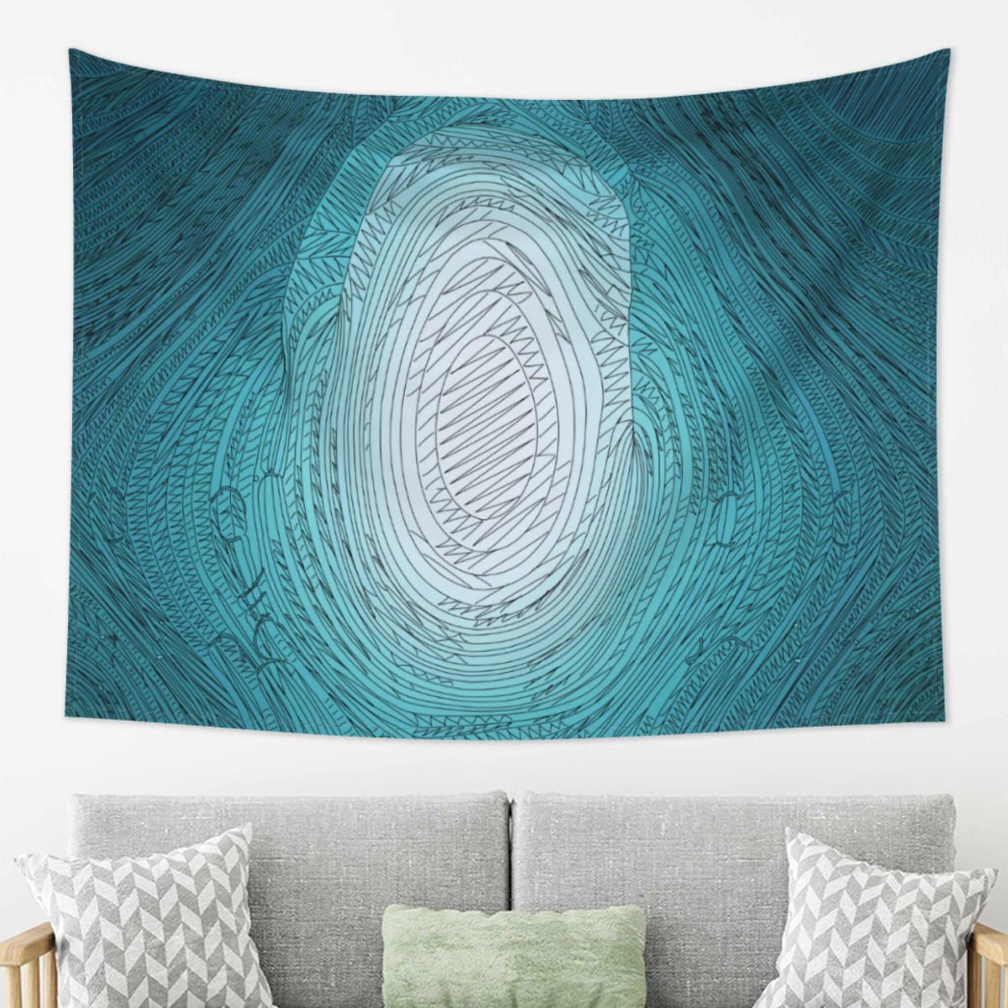 YFYANG Blue Abstract Lines Tapestry, Bedroom Dormitory Living Room ...