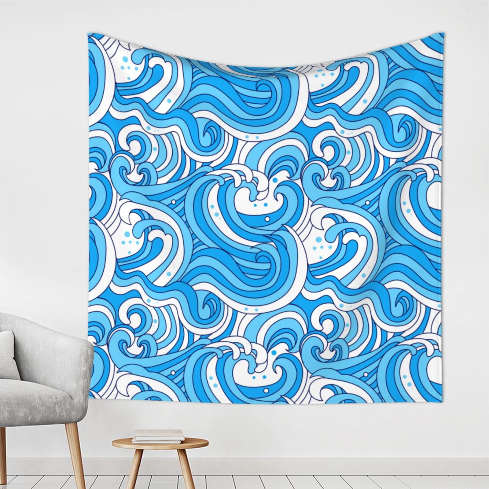 YFYANG Blue Abstract Wave Texture Tapestry, Bedroom Dormitory Living ...