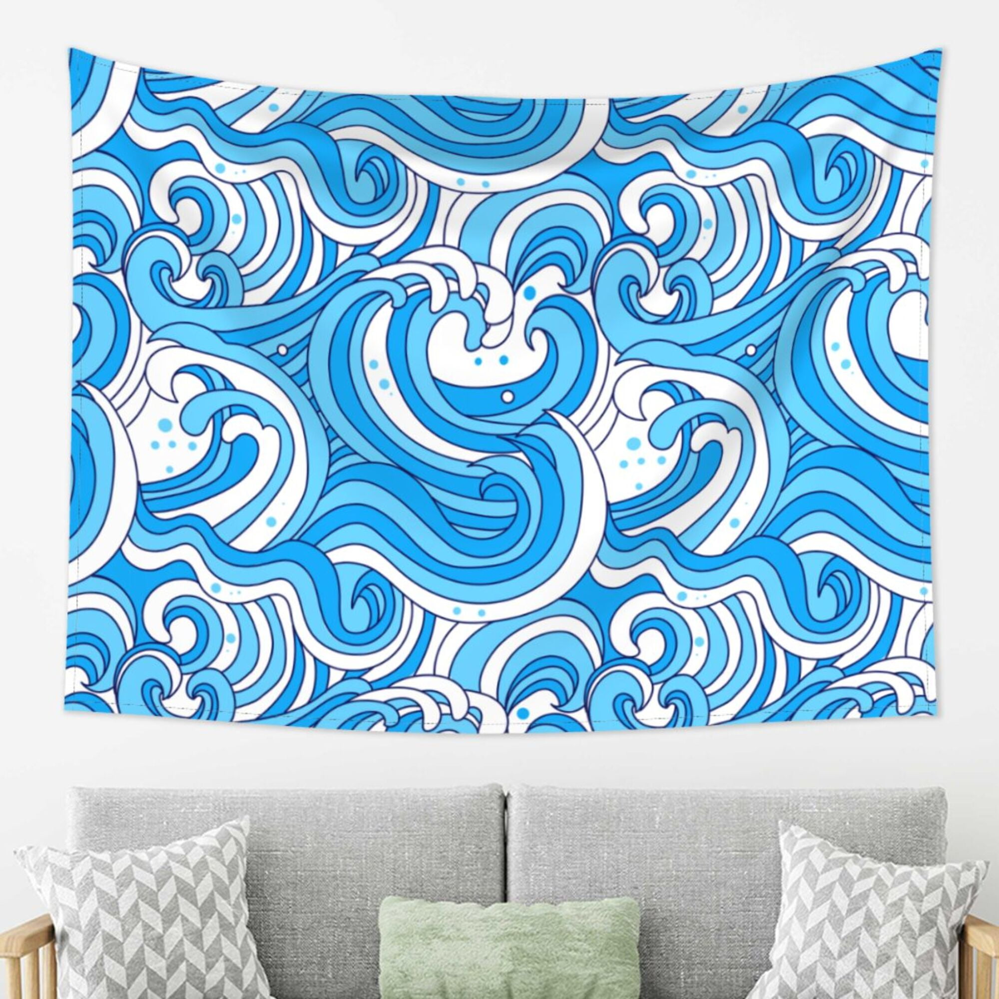 YFYANG Blue Abstract Wave Texture Tapestry, Bedroom Dormitory Living ...