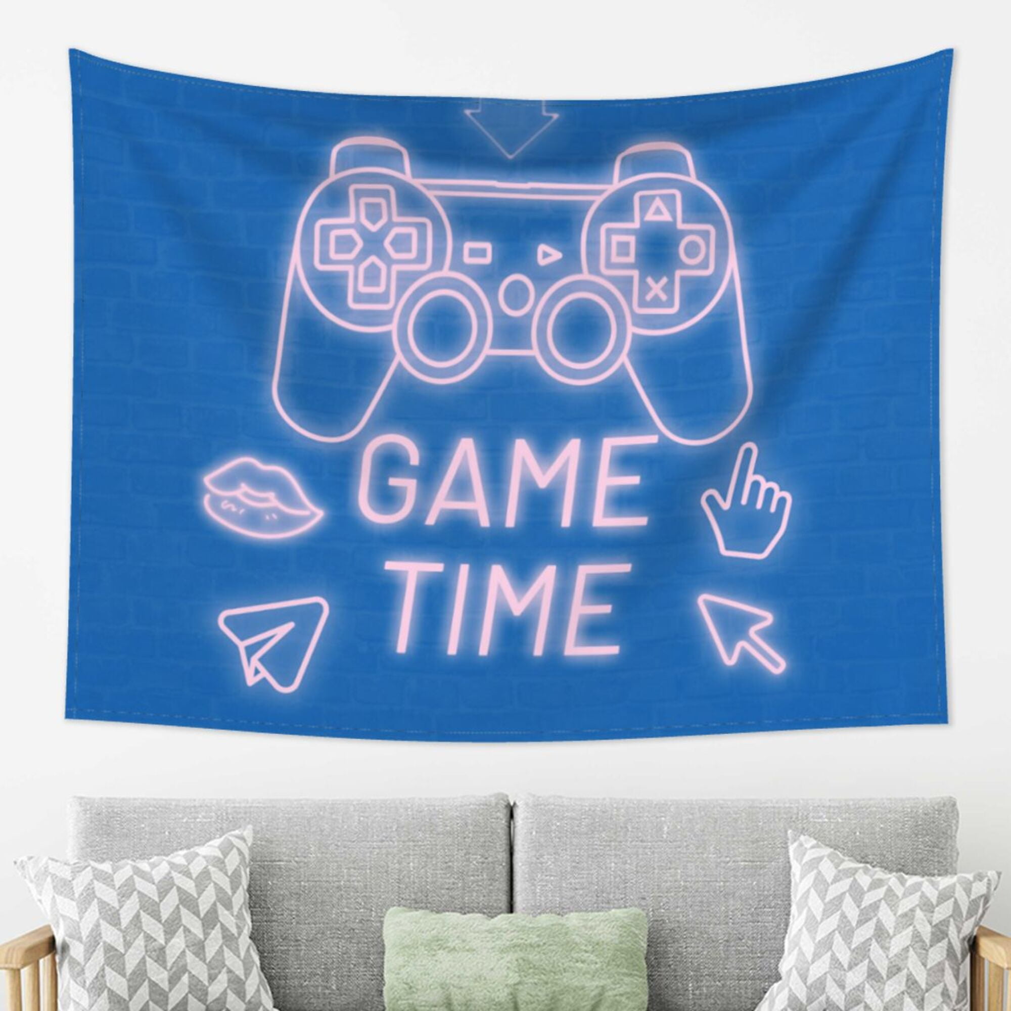 YFYANG Blue Gamer Time Tapestry, Bedroom Dormitory Living Room ...