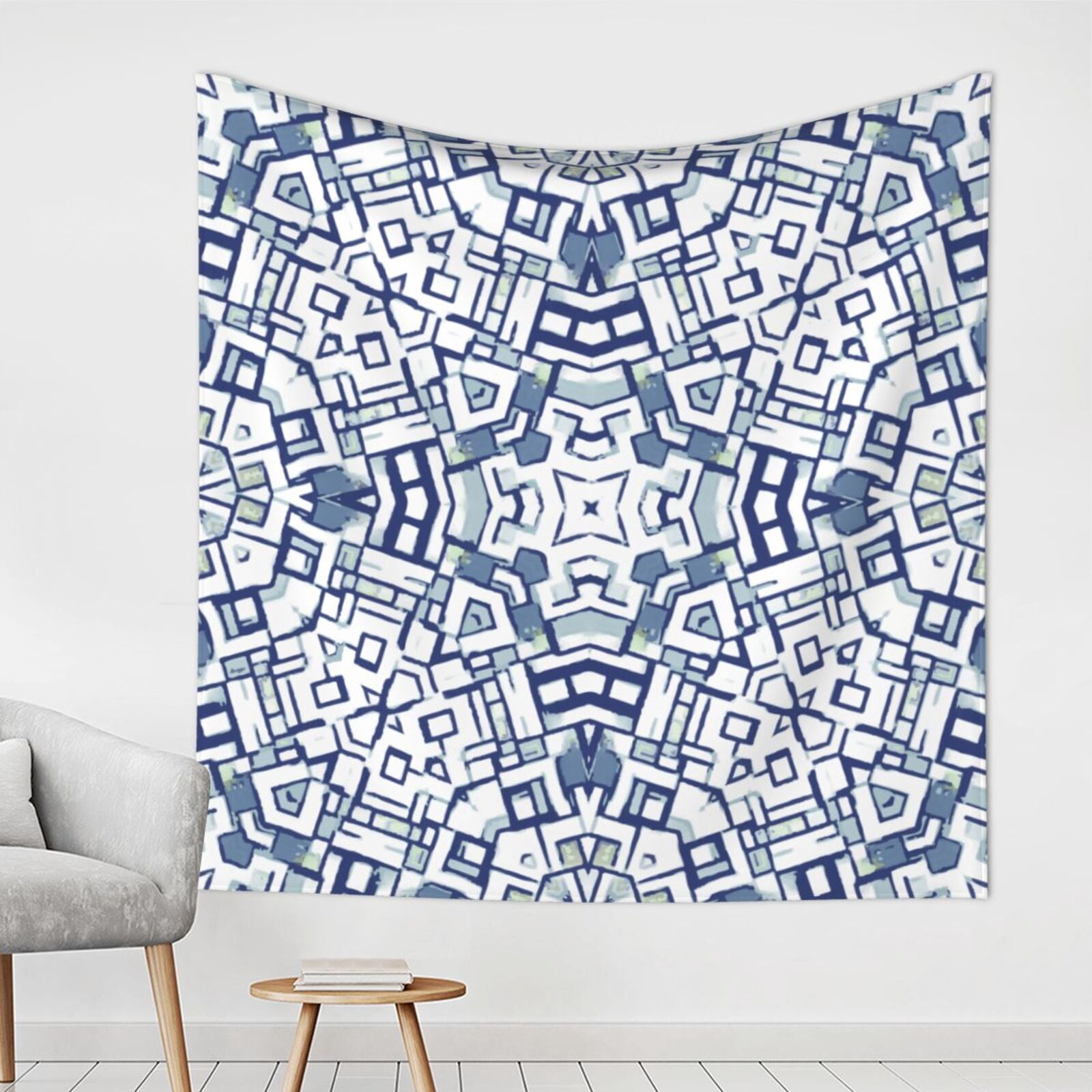 YFYANG Blue Geometric Art Tapestry, Bedroom Dormitory Living Room ...