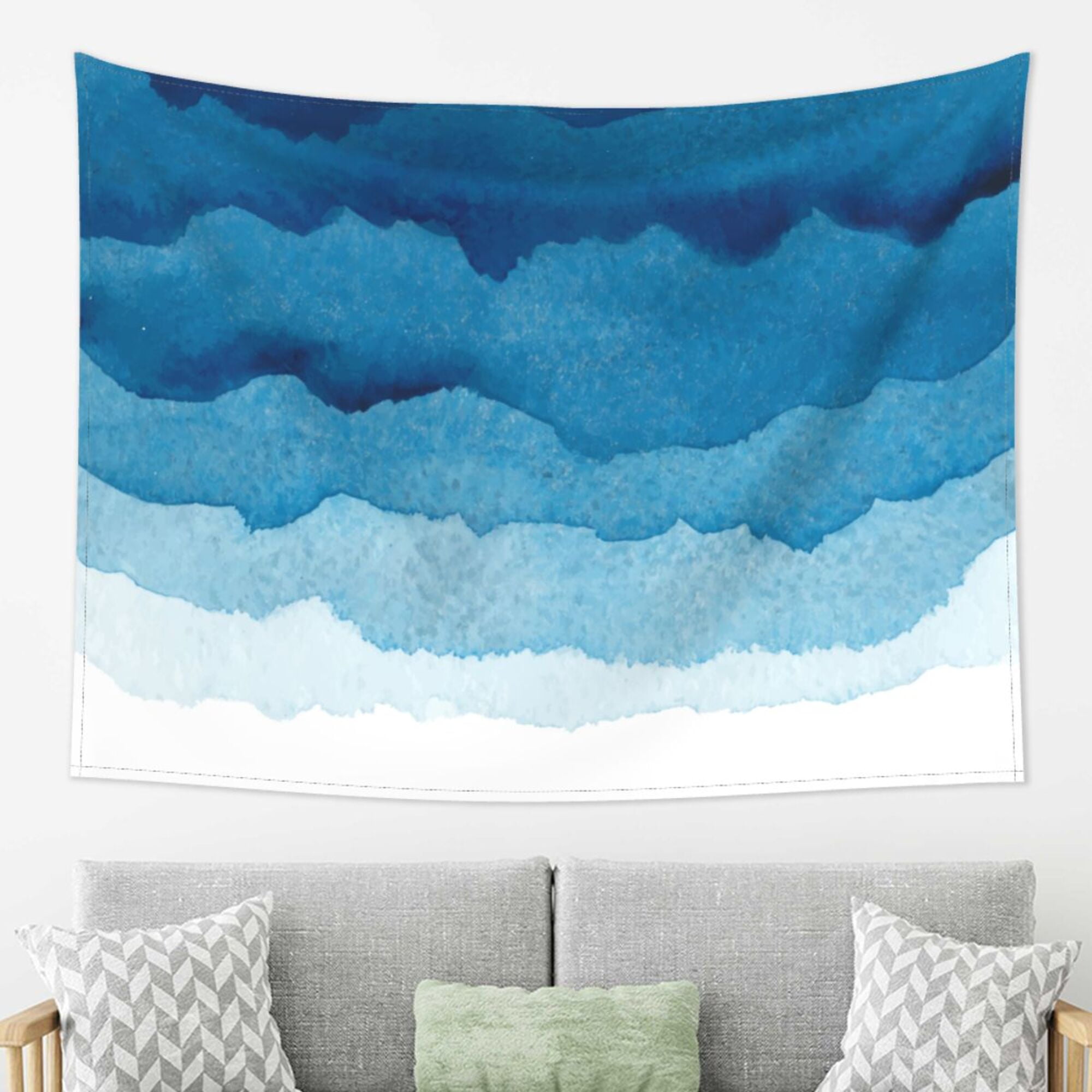 YFYANG Blue Watercolor Texture Tapestry, Bedroom Dormitory Living Room ...