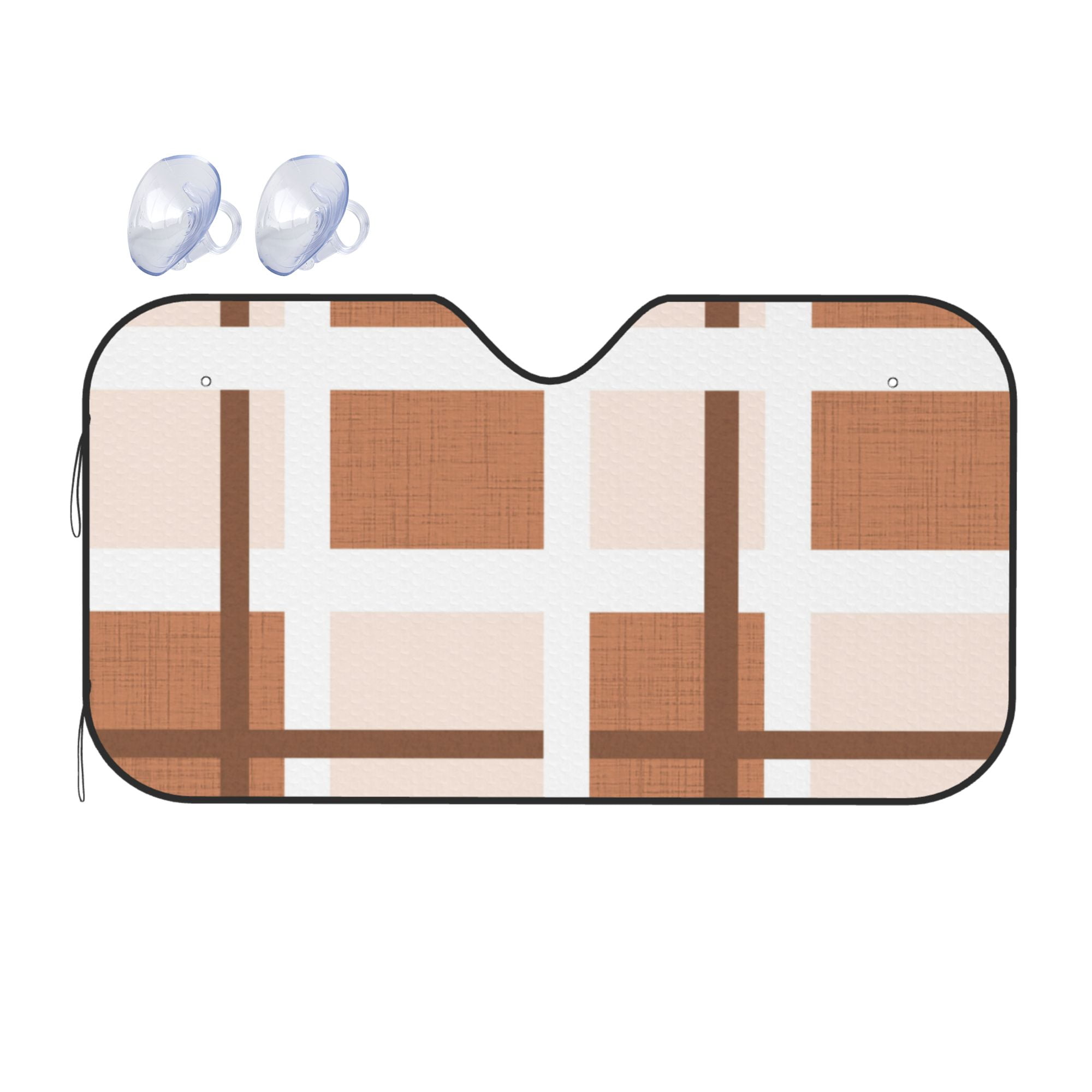 YFYANG Front Windshield Sun Shade, Brown Geometric Fabric Texture ...