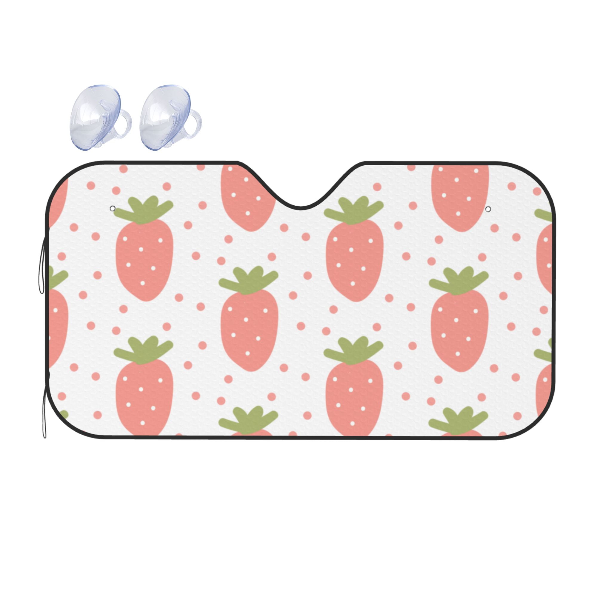 YFYANG Front Windshield Sun Shade, Cartoon Red Strawberry Foldable Car ...