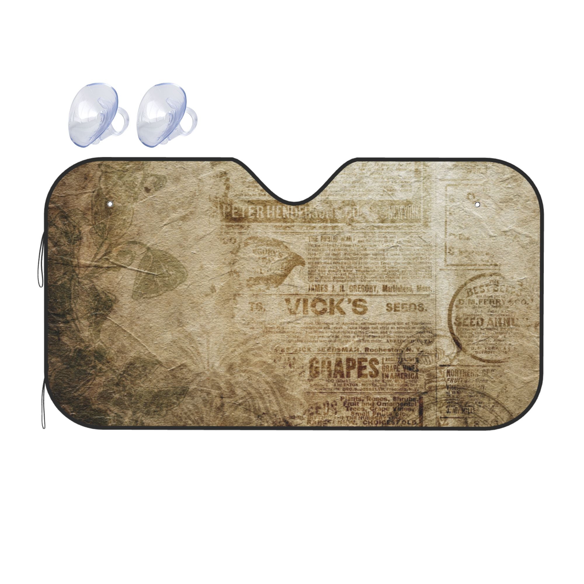 YFYANG Front Windshield Sun Shade, Vintage Vellum Texture Foldable Car ...