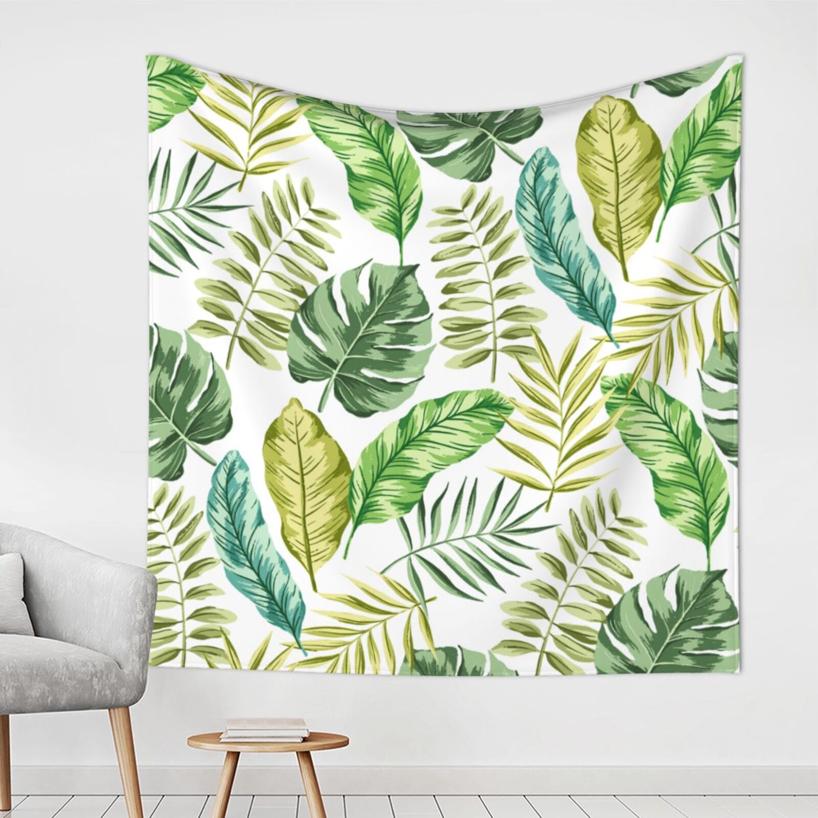 YFYANG Green Abstract Leaf Doodle Tapestry, Bedroom Dormitory Living ...