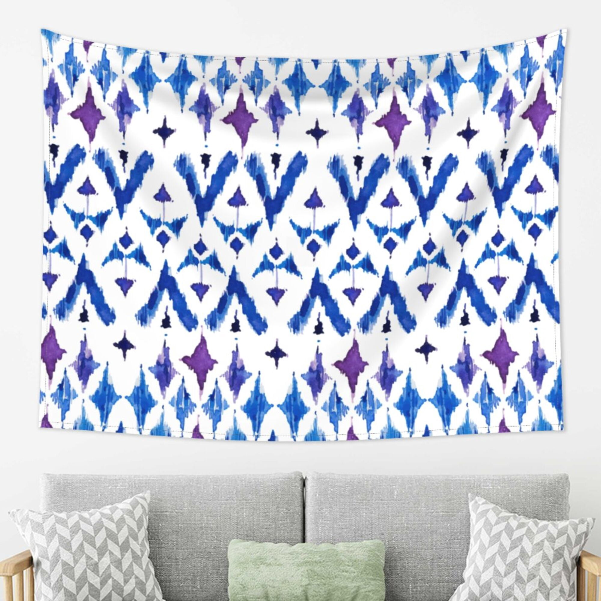 YFYANG Ikat Blue Watercolor Texture Tapestry, Bedroom Dormitory Living ...