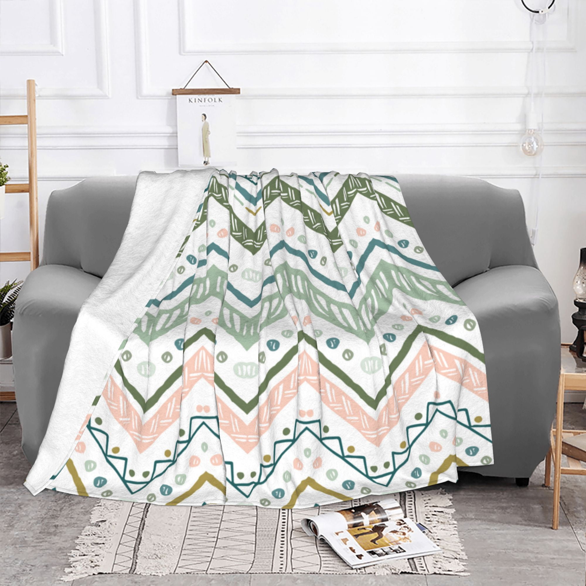 YFYANG Lightweight Warm Flannel Blanket, Green Abstract Vintage Texture ...