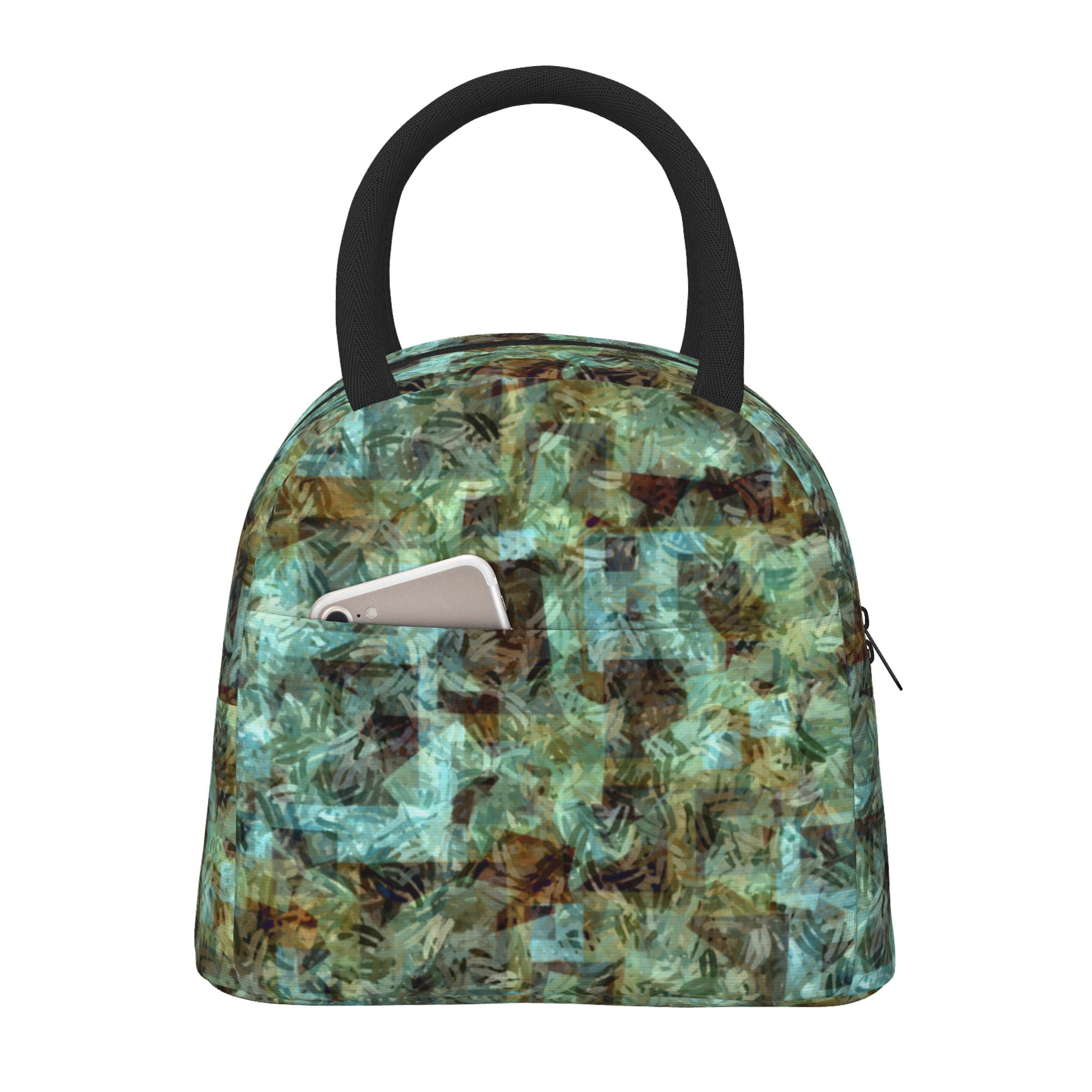 YFYANG Portable Waterproof Insulated Lunch Bag, Abstract Line Texture ...