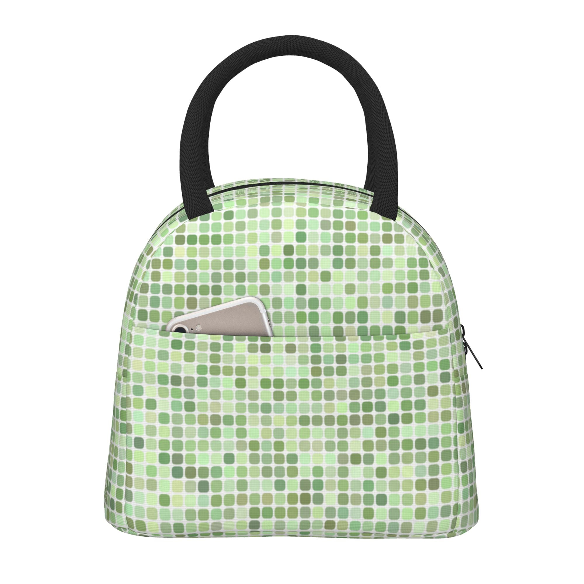 YFYANG Portable Waterproof Insulated Lunch Bag, Abstract Lines Lattice ...