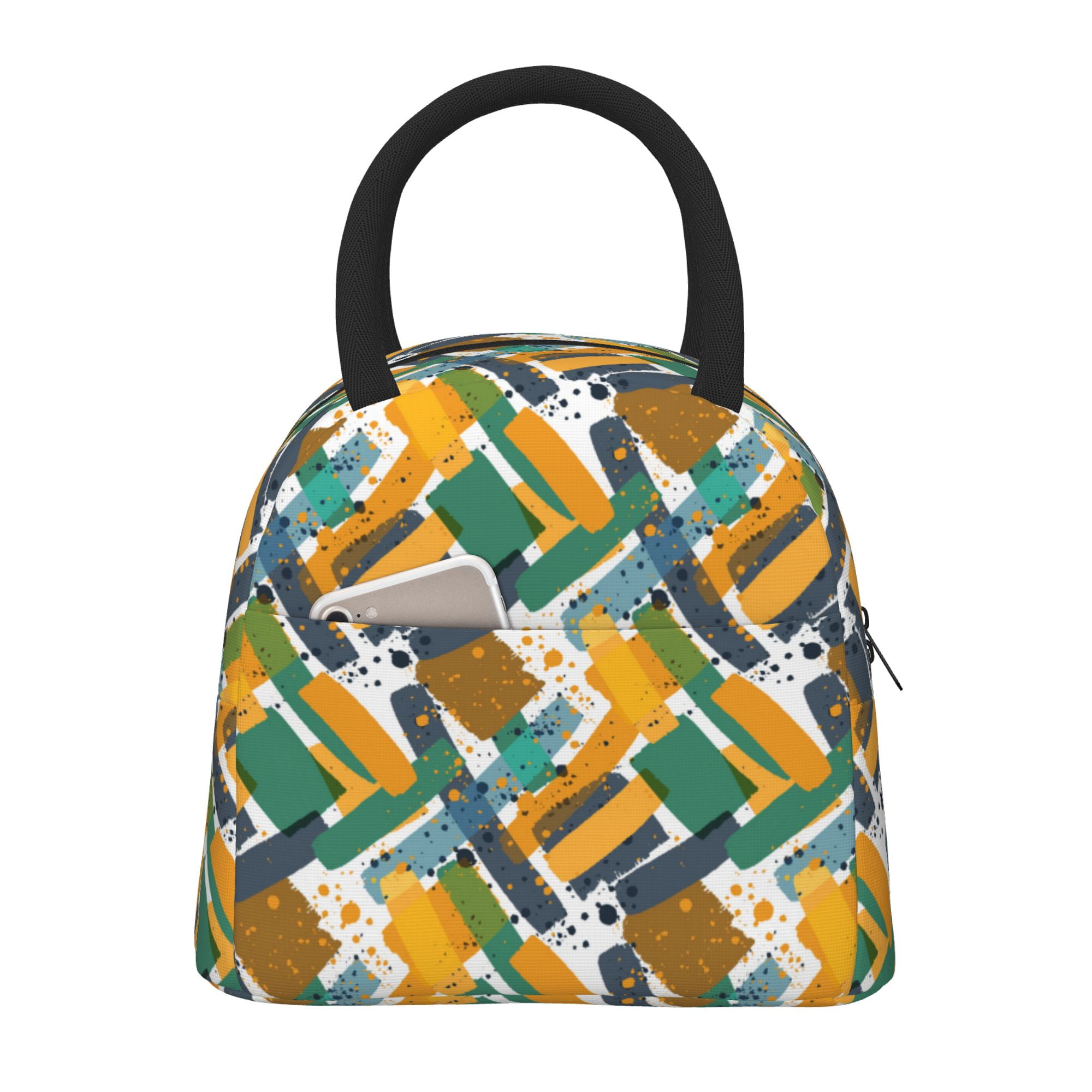 YFYANG Portable Waterproof Insulated Lunch Bag, Abstract Vintage ...