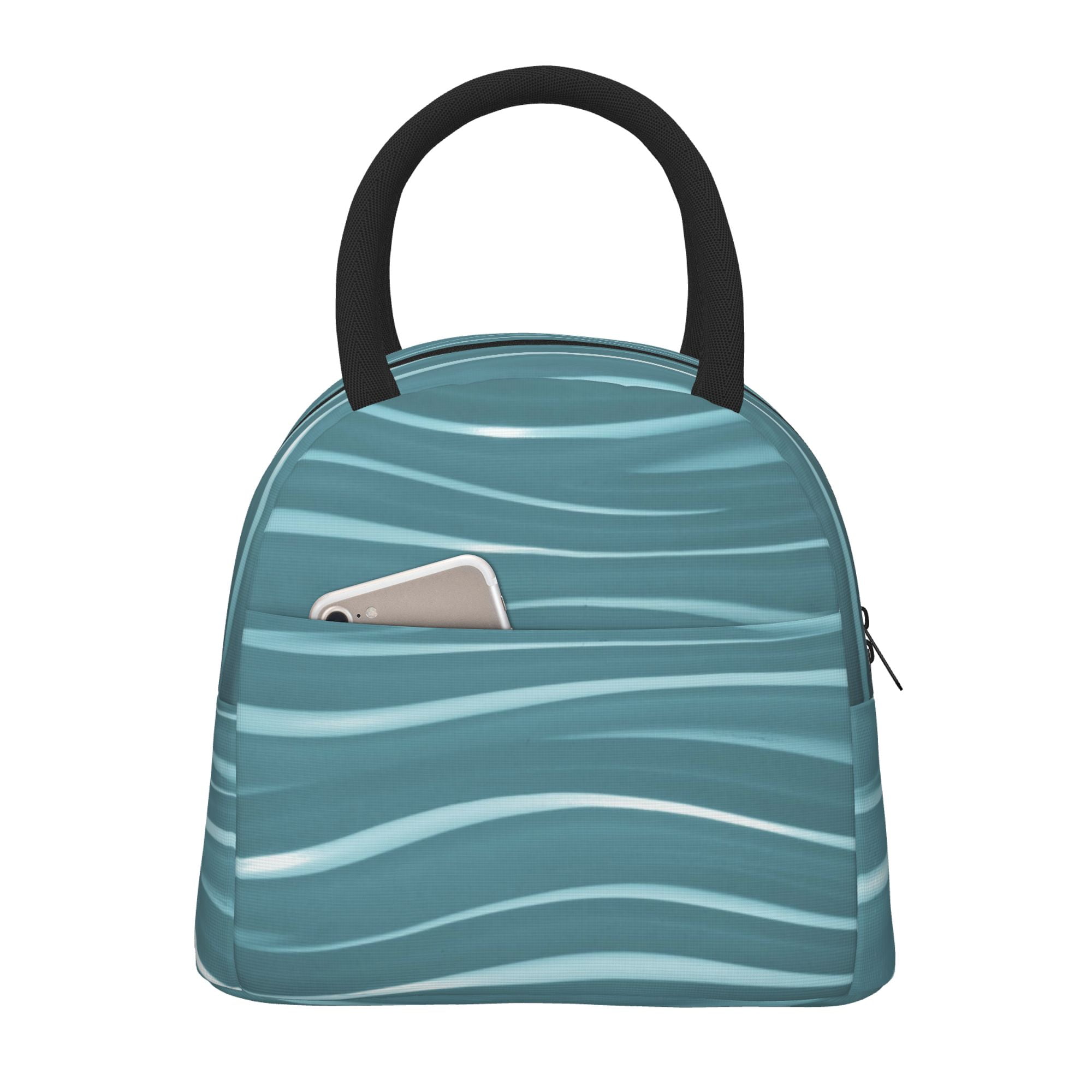 YFYANG Portable Waterproof Insulated Lunch Bag, Blue Abstract Wave ...