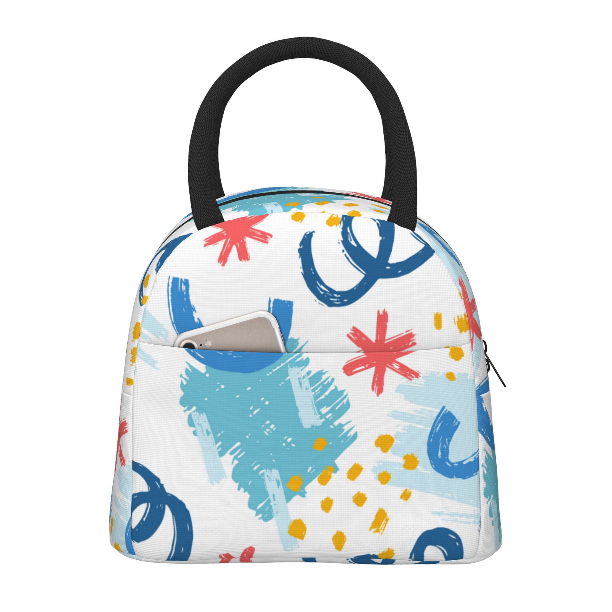 YFYANG Portable Waterproof Insulated Lunch Bag, Blue Watercolor ...