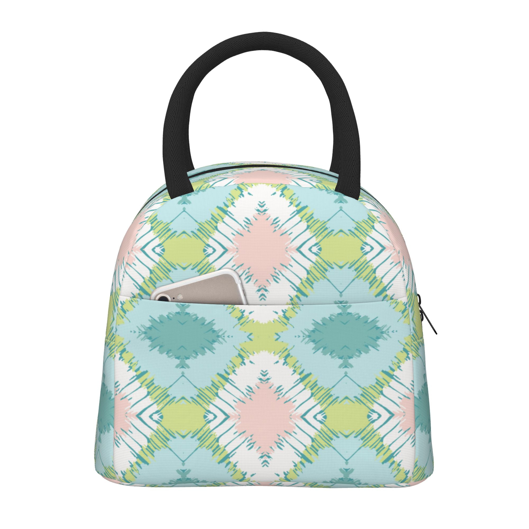 YFYANG Portable Waterproof Insulated Lunch Bag, Bohemian Abstract ...