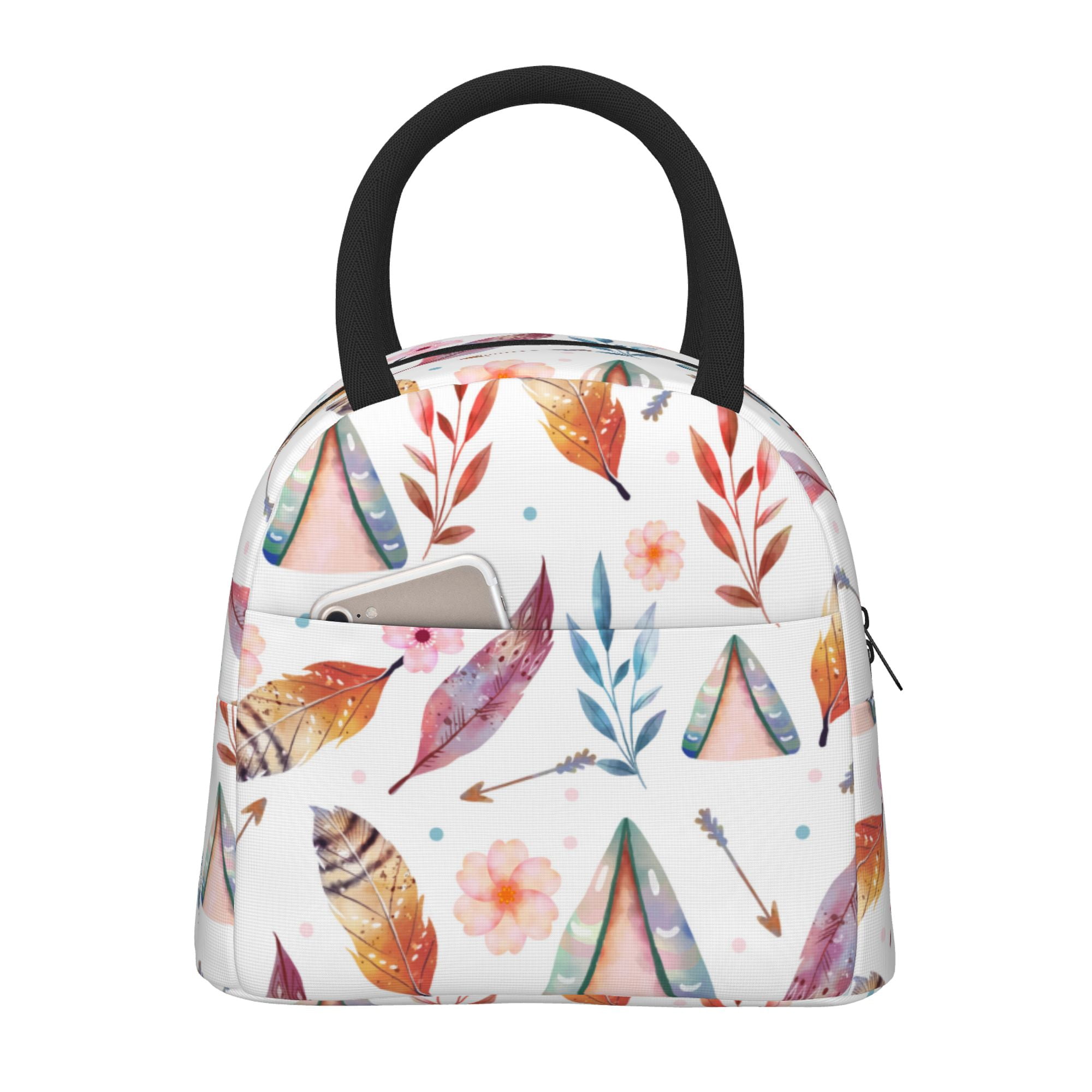 YFYANG Portable Waterproof Insulated Lunch Bag, Bohemian Watercolor ...