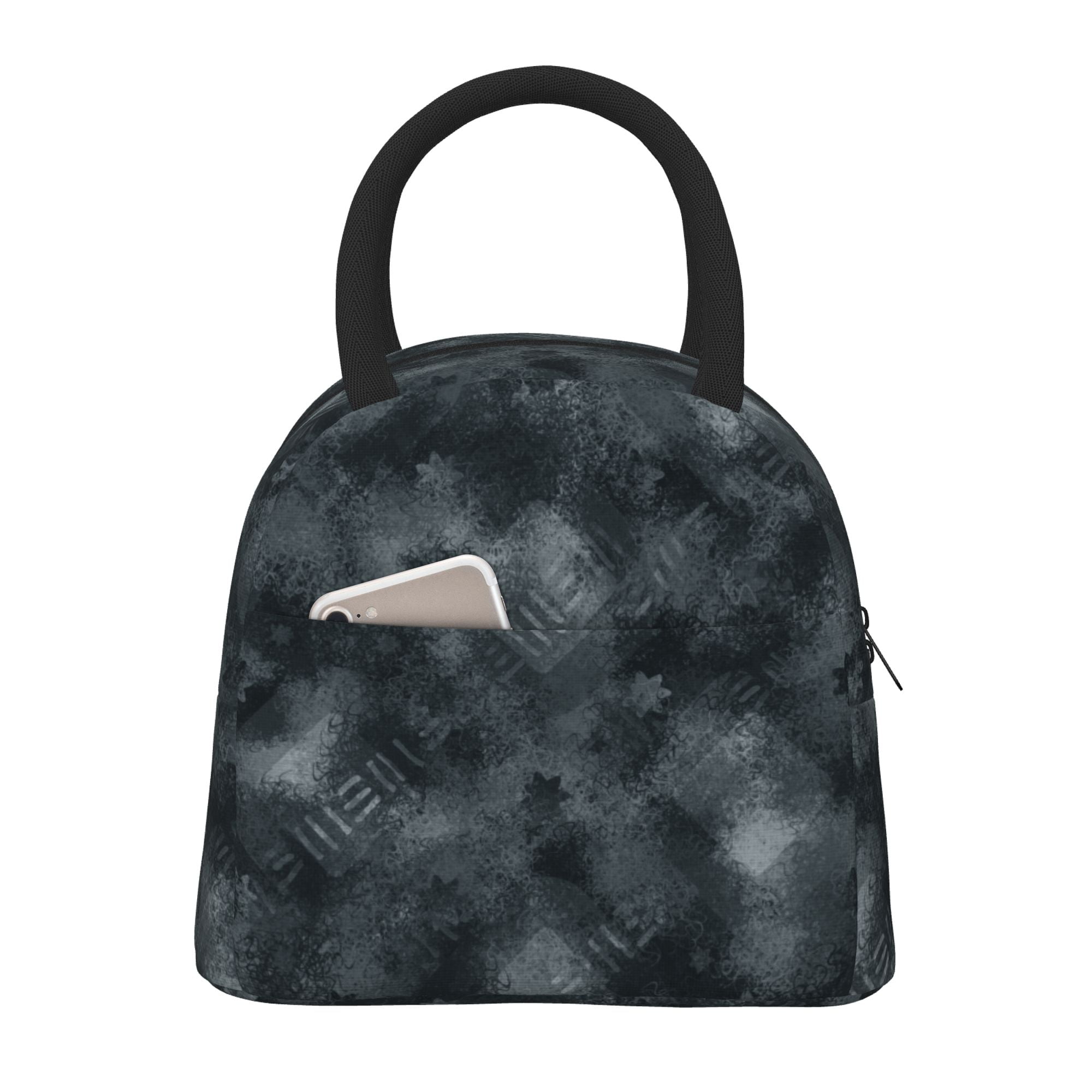 YFYANG Portable Waterproof Insulated Lunch Bag, Grey Abstract Texture ...