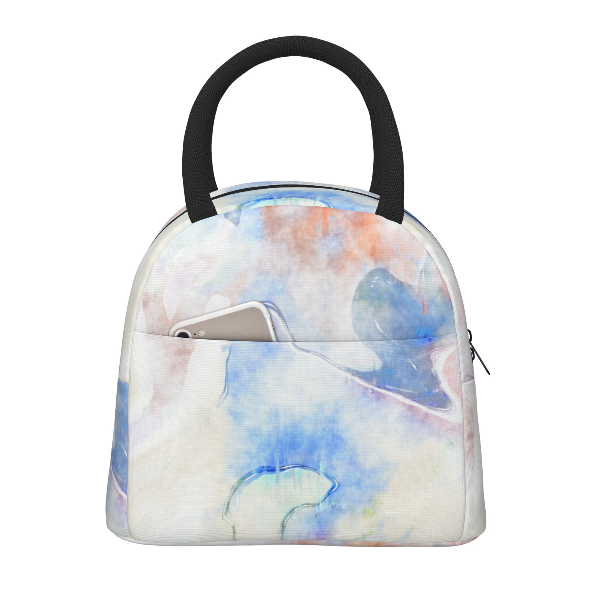 YFYANG Portable Waterproof Insulated Lunch Bag, Ink Watercolor Art ...