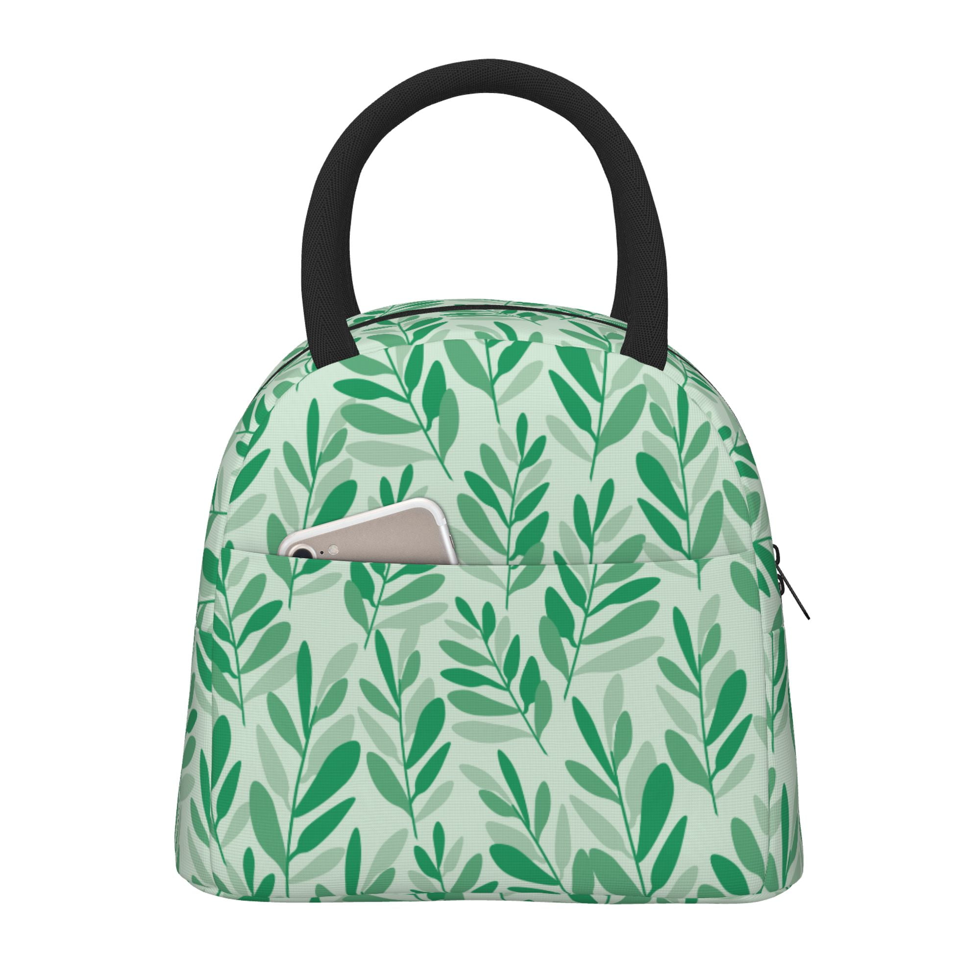 YFYANG Portable Waterproof Insulated Lunch Bag, Leaves Pattern Texture ...
