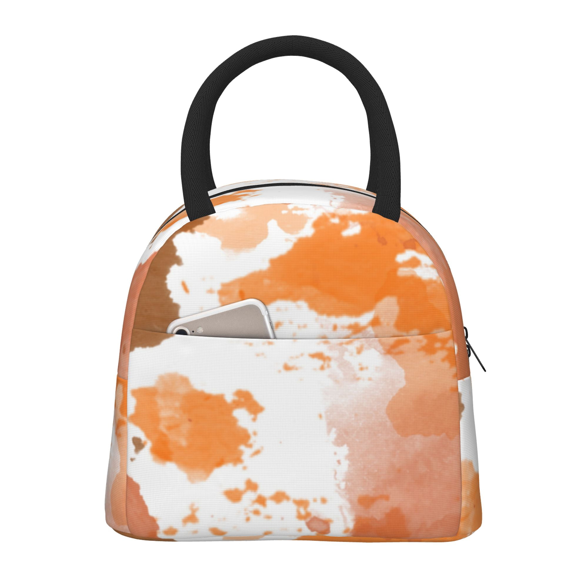 YFYANG Portable Waterproof Insulated Lunch Bag, Orange Watercolor ...