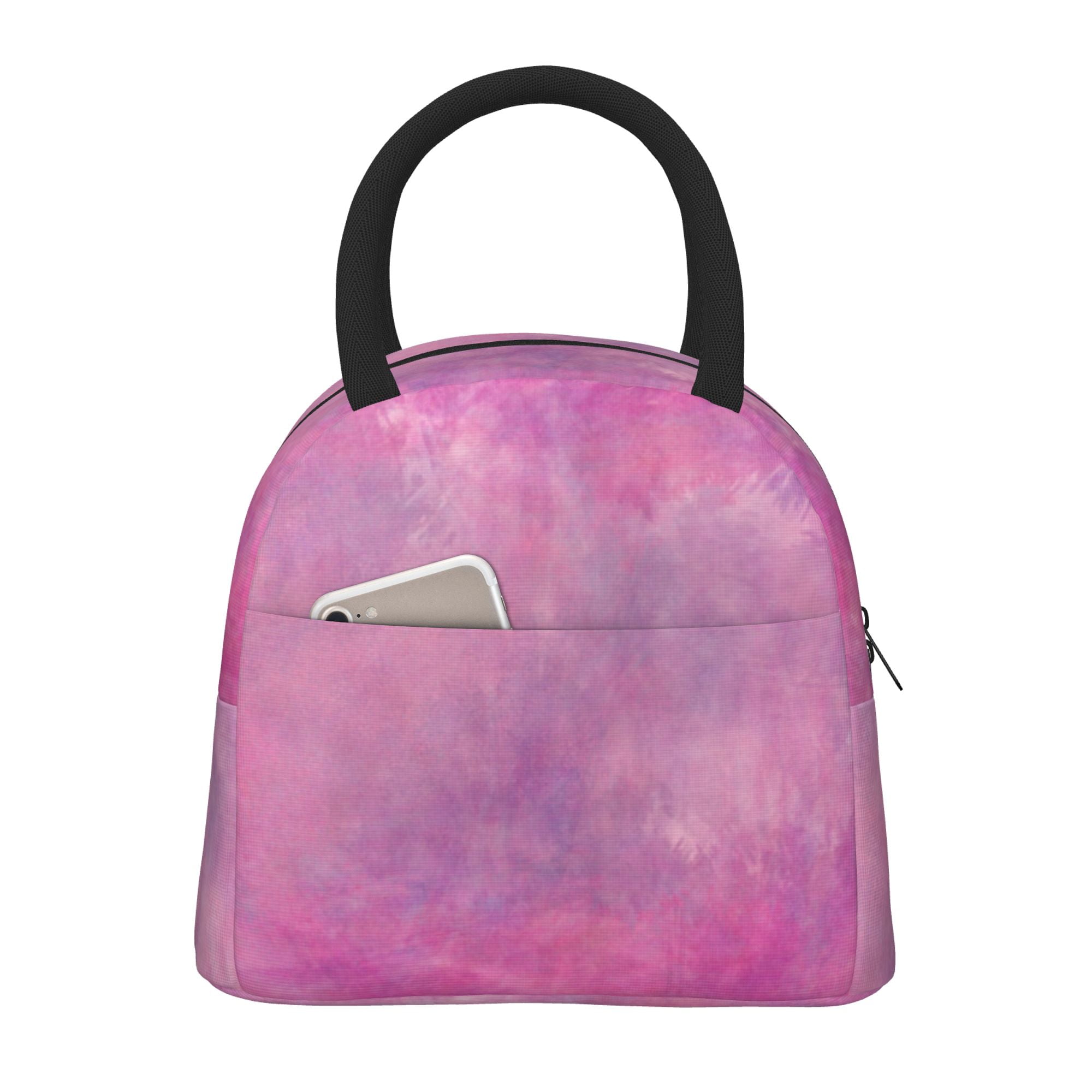 YFYANG Portable Waterproof Insulated Lunch Bag, Pink Texture Pattern ...