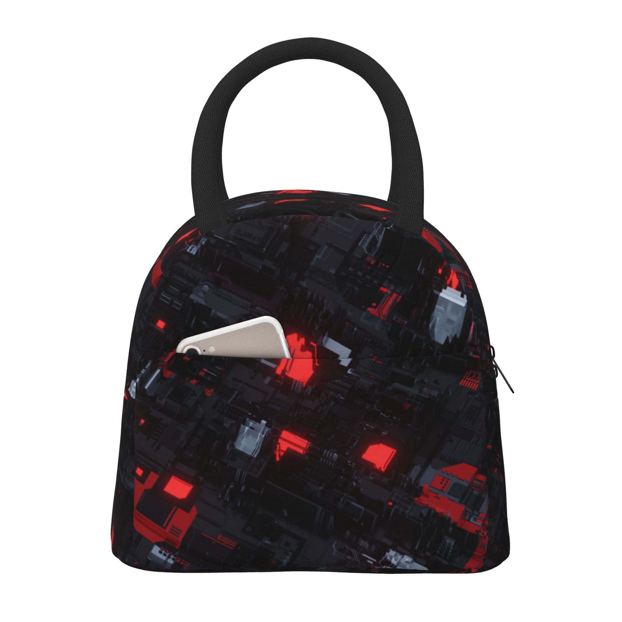 YFYANG Portable Waterproof Insulated Lunch Bag, Red Sci-Fi Future ...